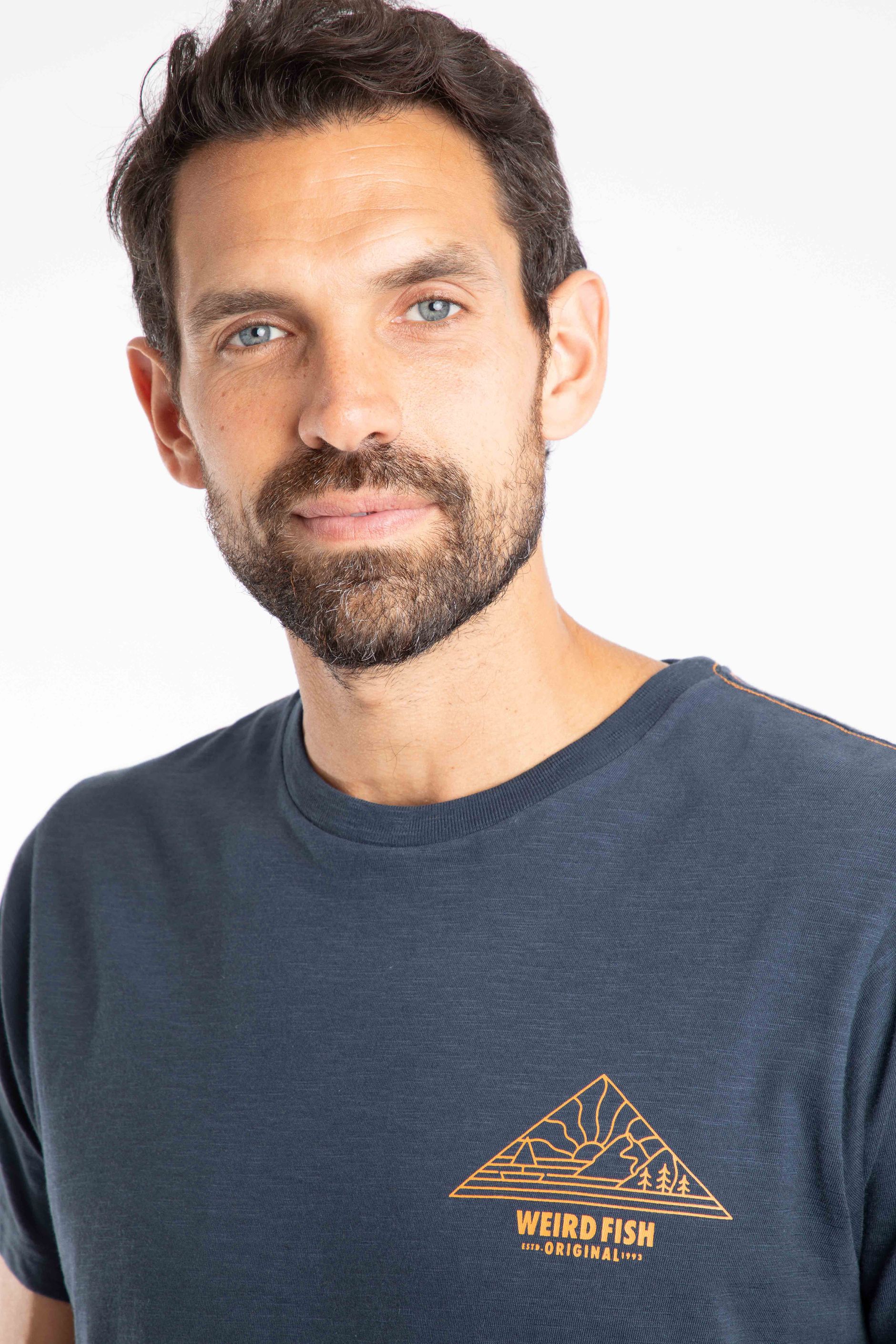 Pyramid View Back Print Graphic T-Shirt Navy | Weird Fish