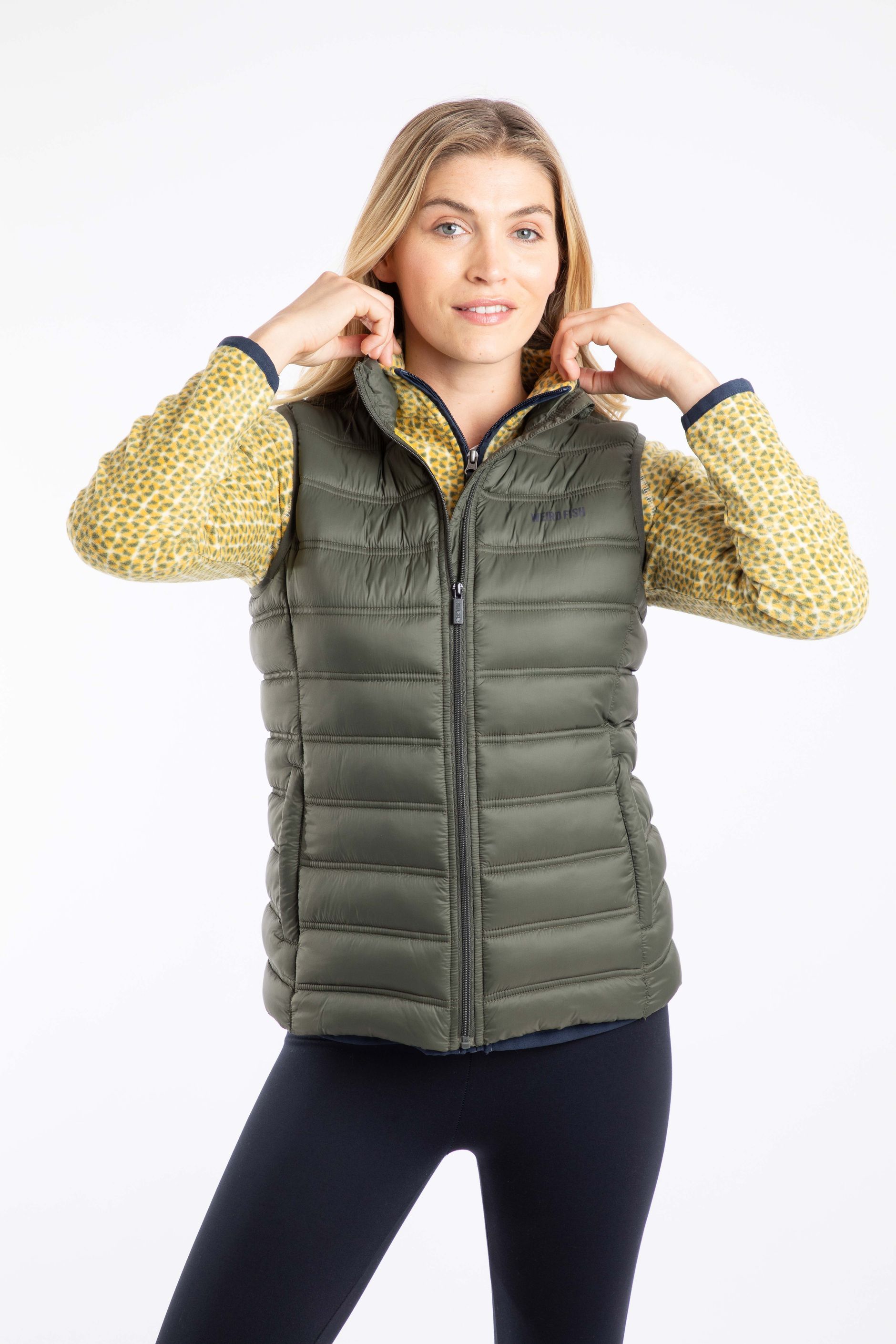 Atissa Lightweight Padded Gilet Deep Lichen Green | Weird Fish