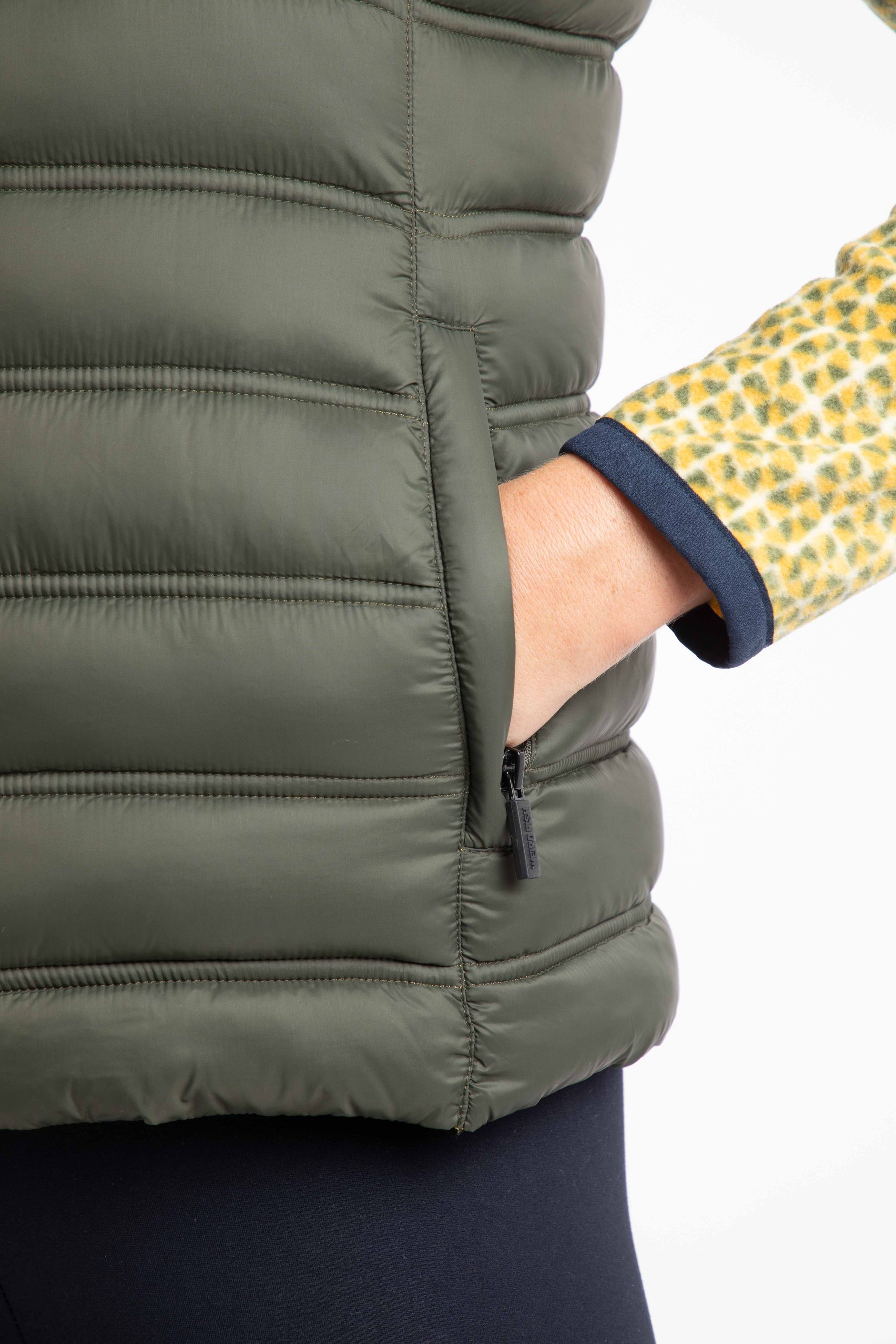 Atissa Lightweight Padded Gilet Deep Lichen Green | Weird Fish