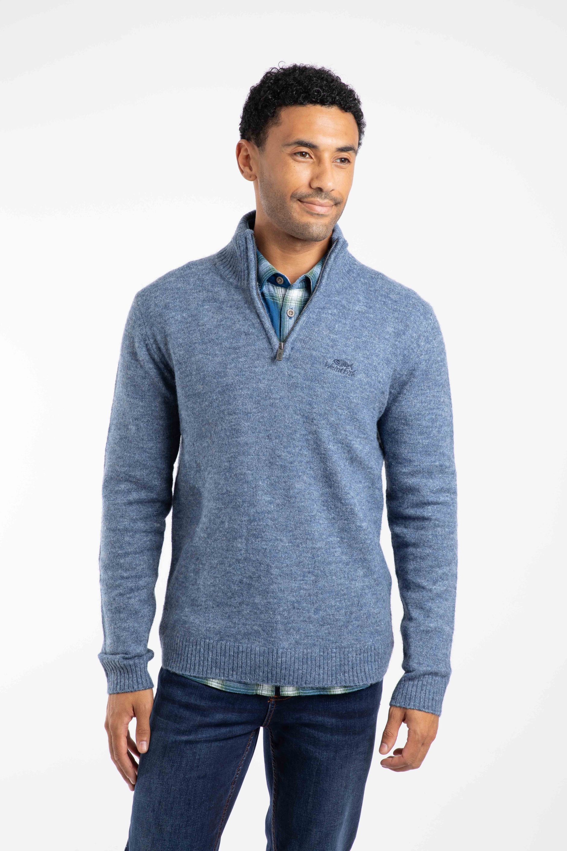 Altwood 1/4 Zip Jumper Pale Denim | Weird Fish