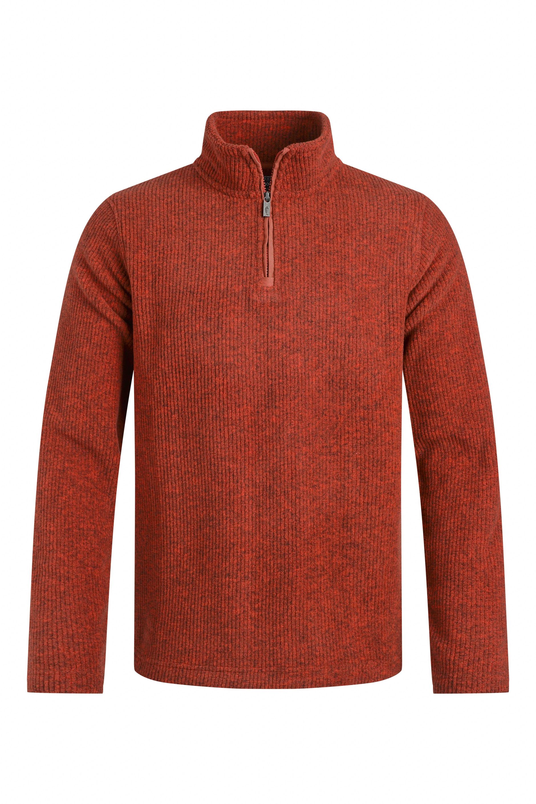 Newport Quarter Zip Ribbed Fleece Rust Leaves | Weird Fish