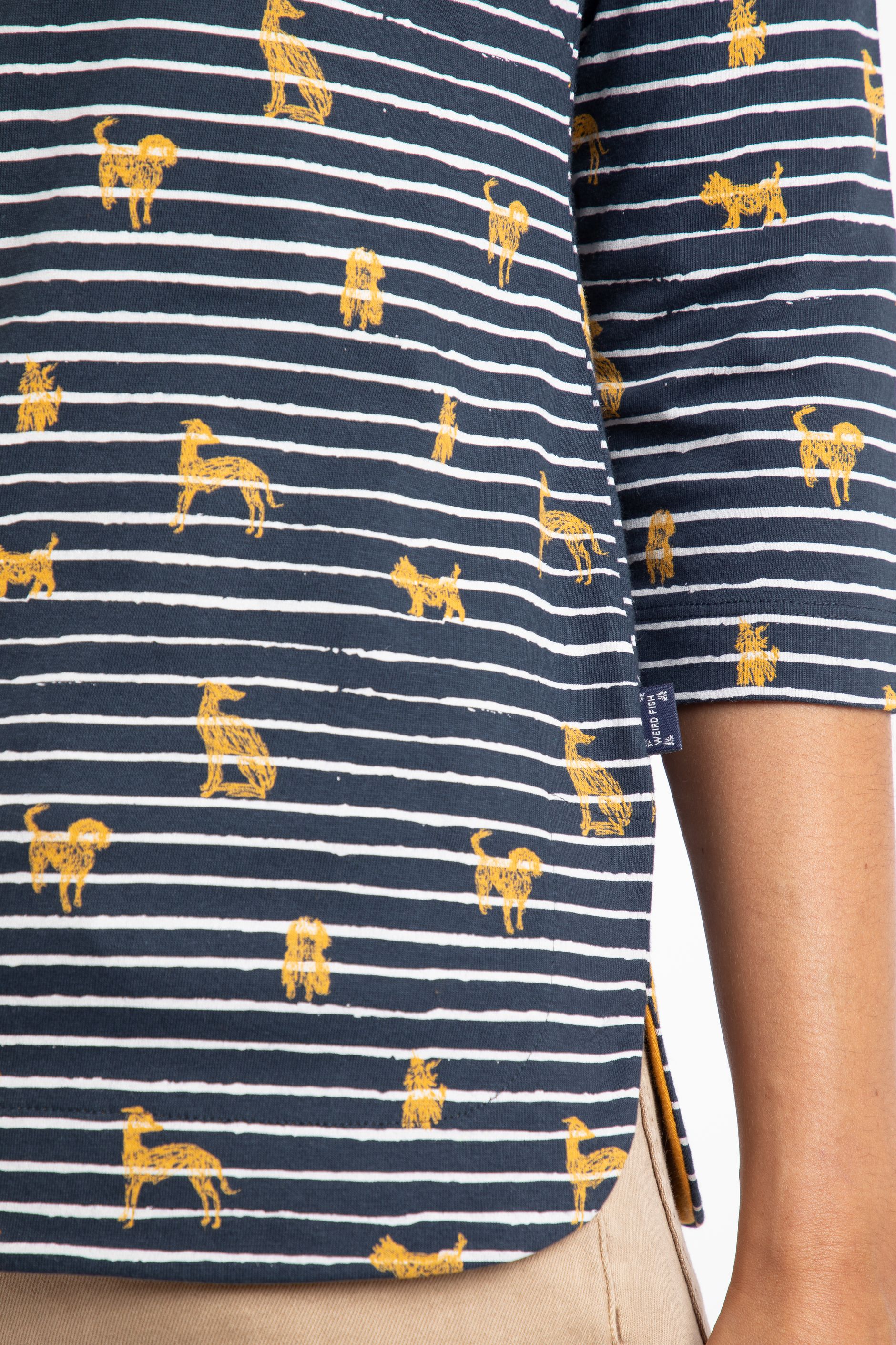 Rachel Printed Jersey Tee Ochre | Weird Fish