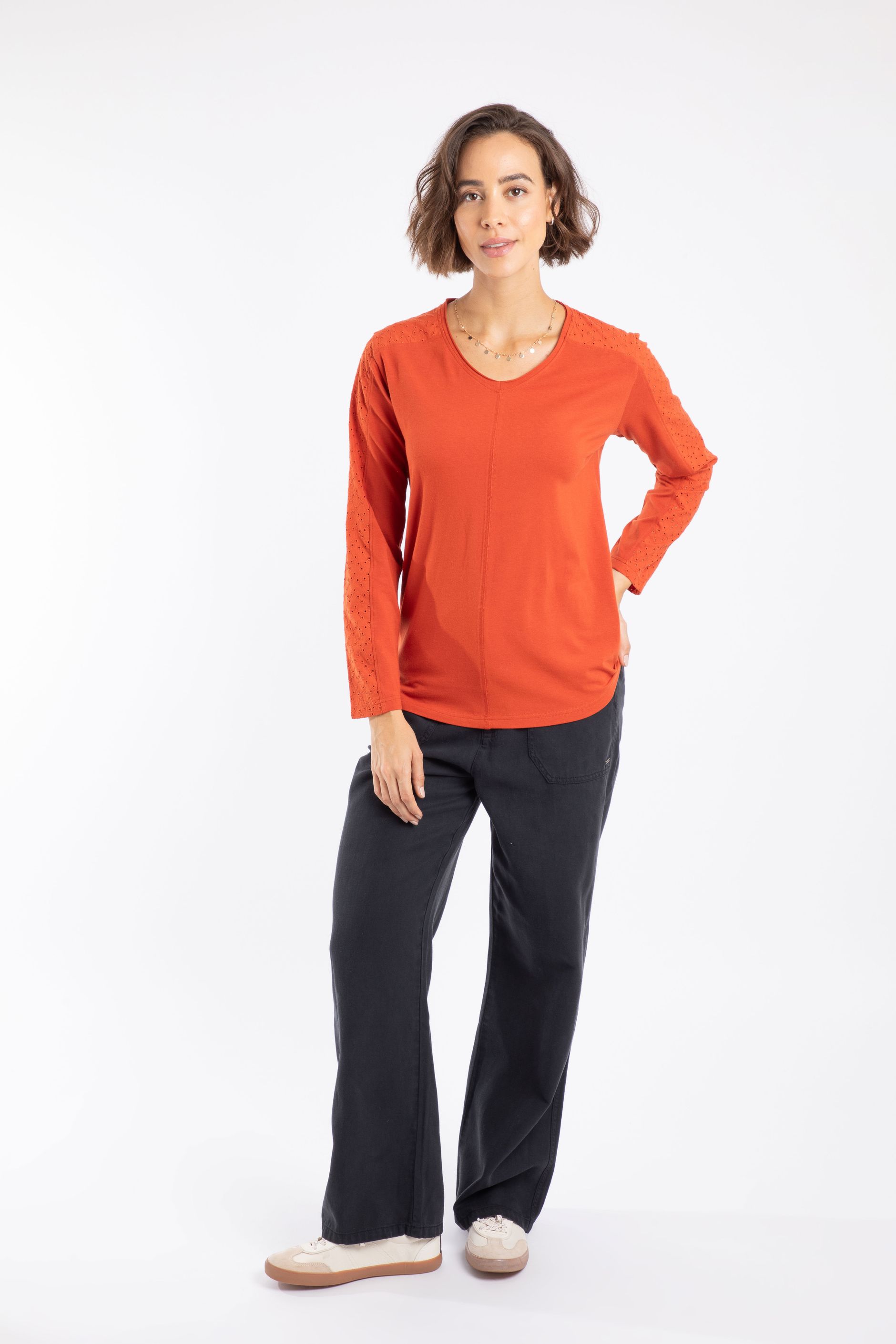 Topia Organic Cotton Long Sleeve Outfitter Top Rust Leaves | Weird Fish