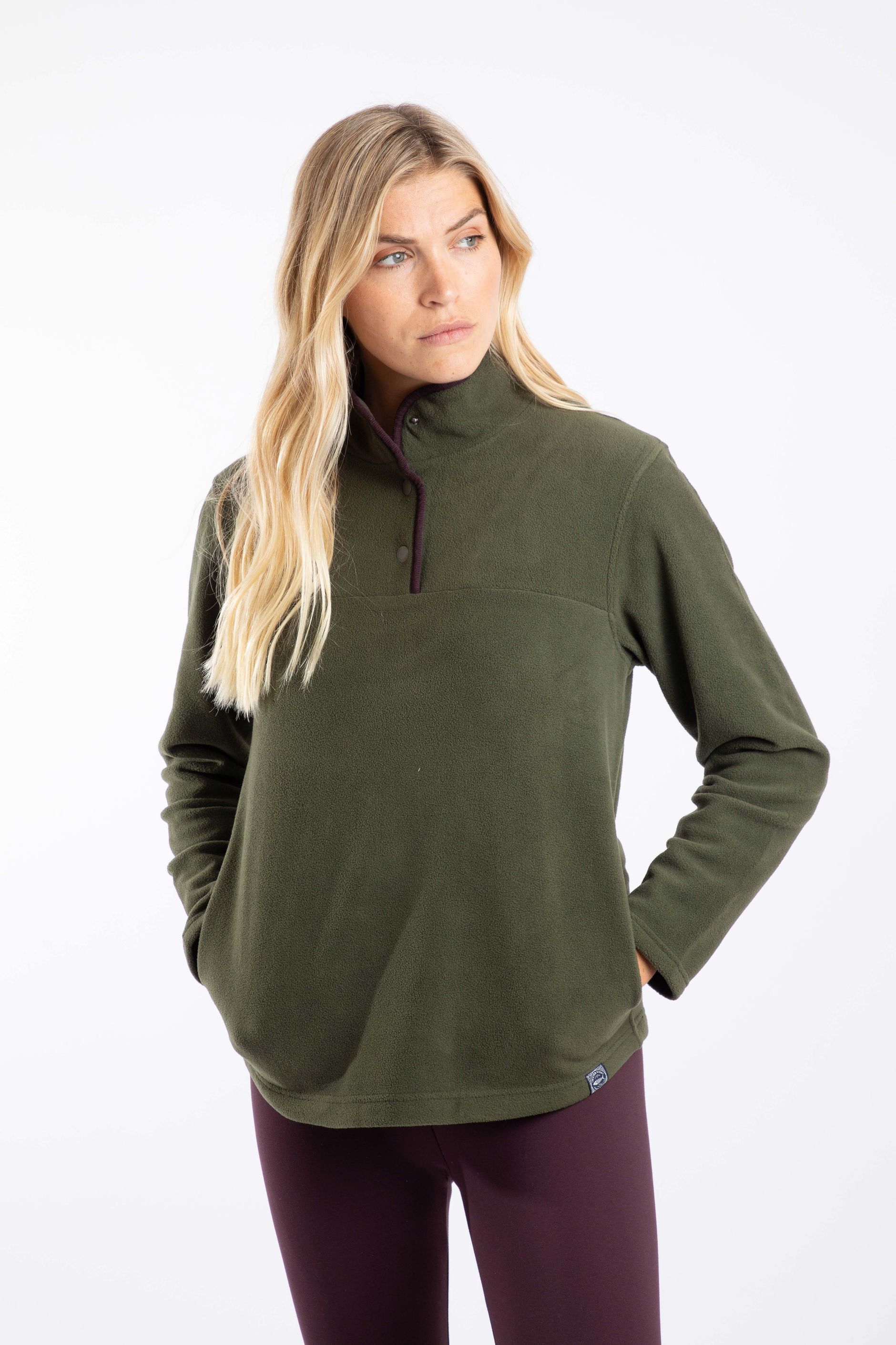 Harriet Funnel Neck Micro Fleece Deep Lichen Green | Weird Fish