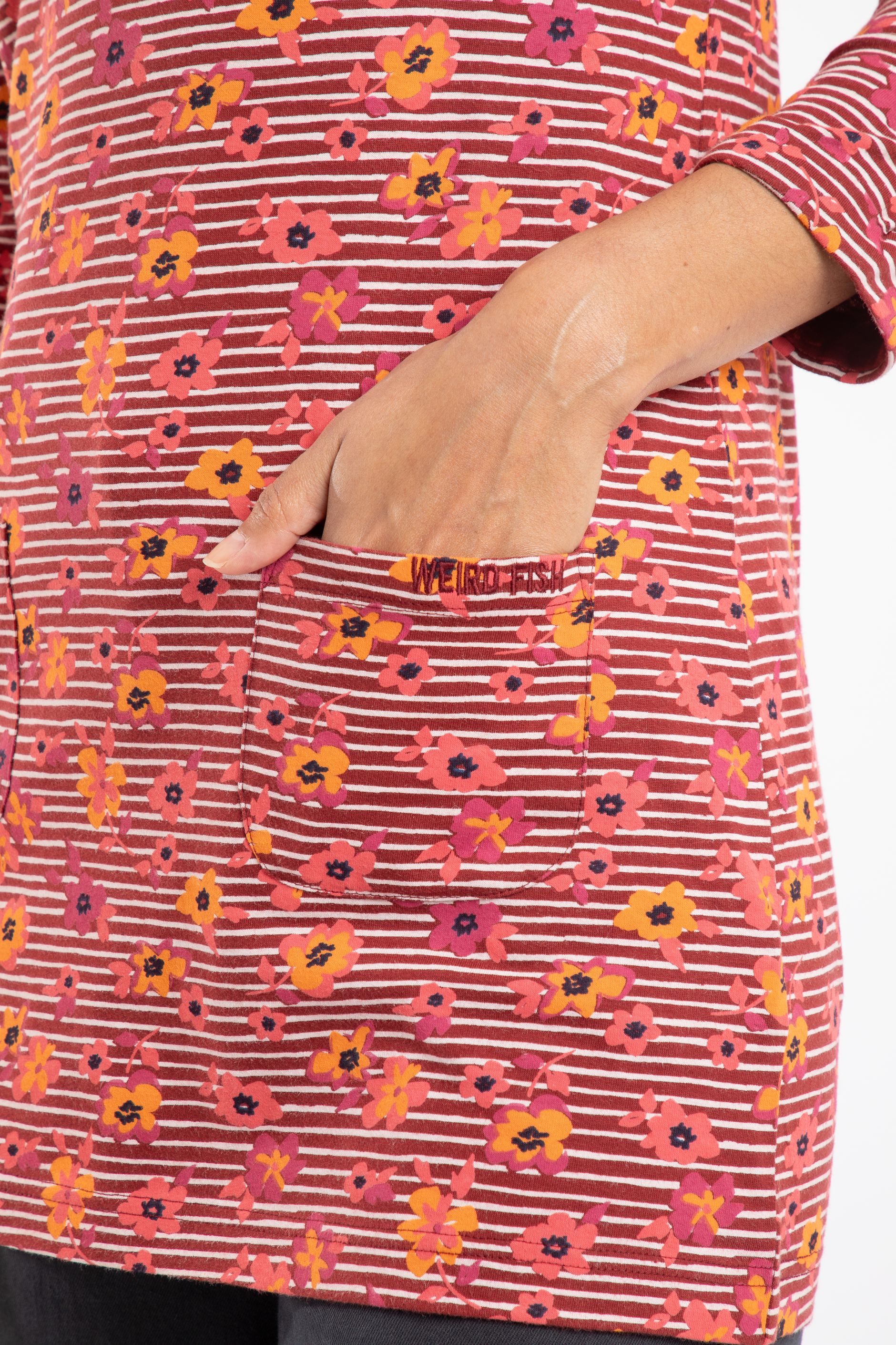 Charlotte Organic Cotton Printed Jersey Tunic Rust | Weird Fish