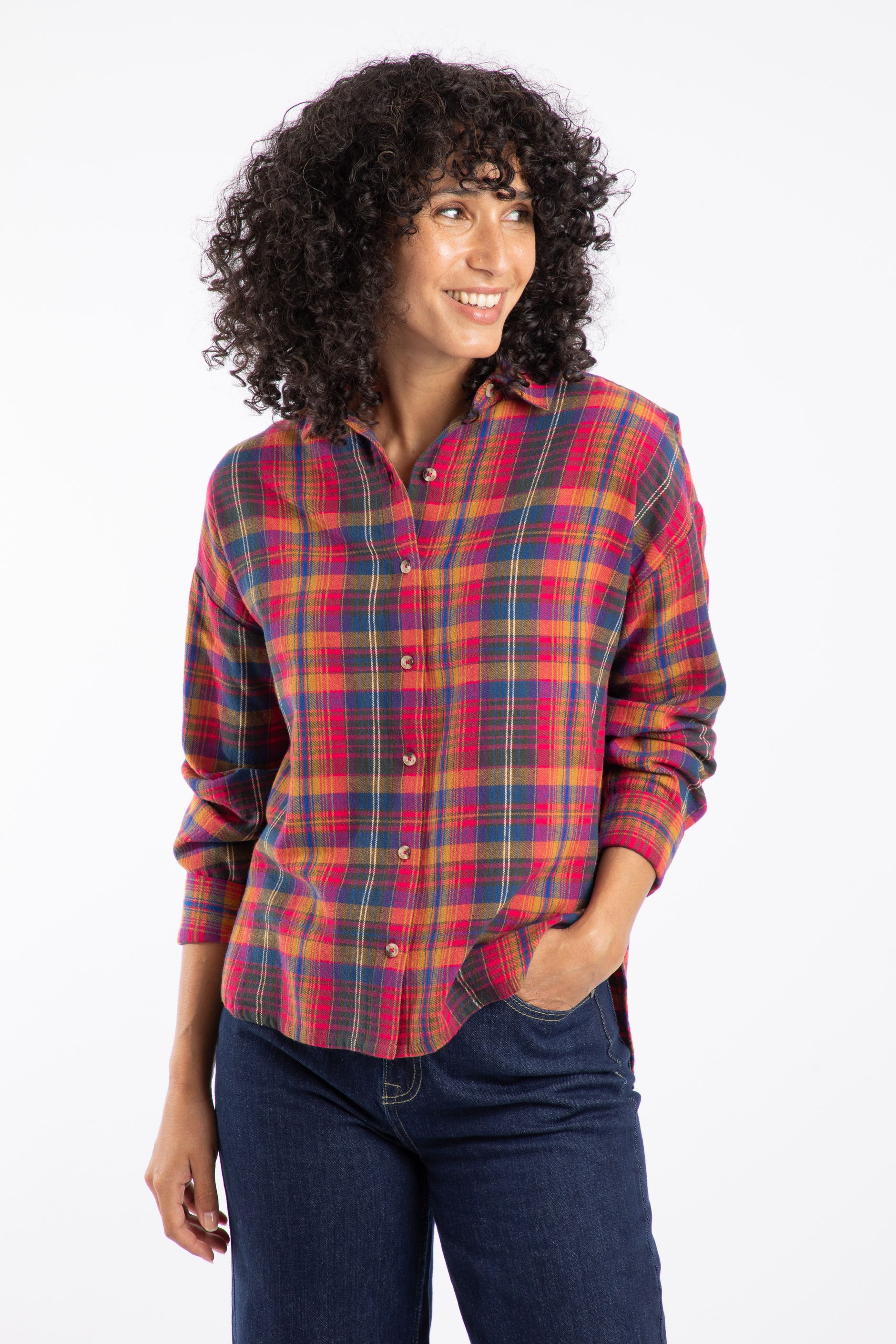 Lynsky Brushed Check Shirt Fuchsia Punch | Weird Fish