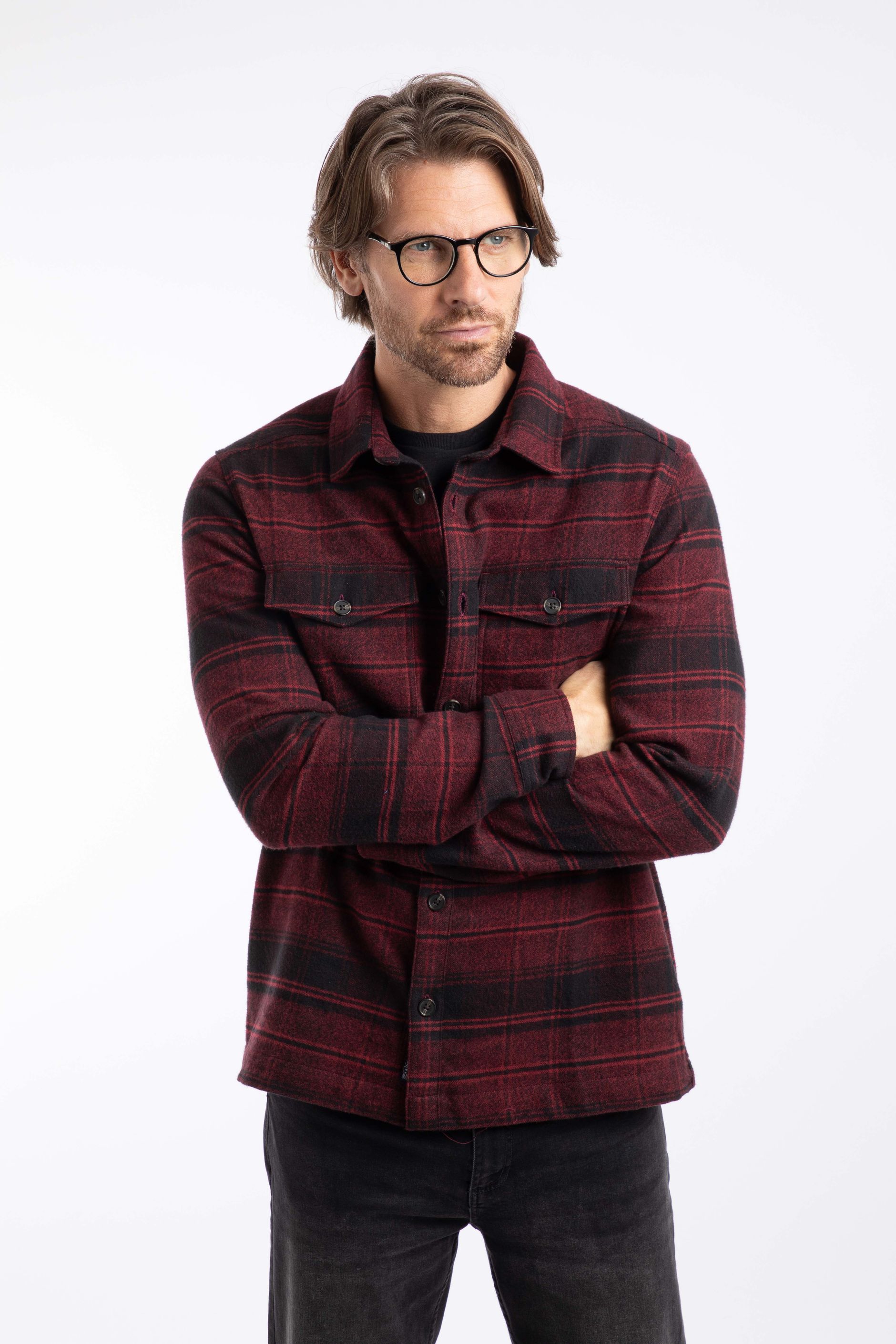 Bosco Check Over Shirt Garnet | Weird Fish