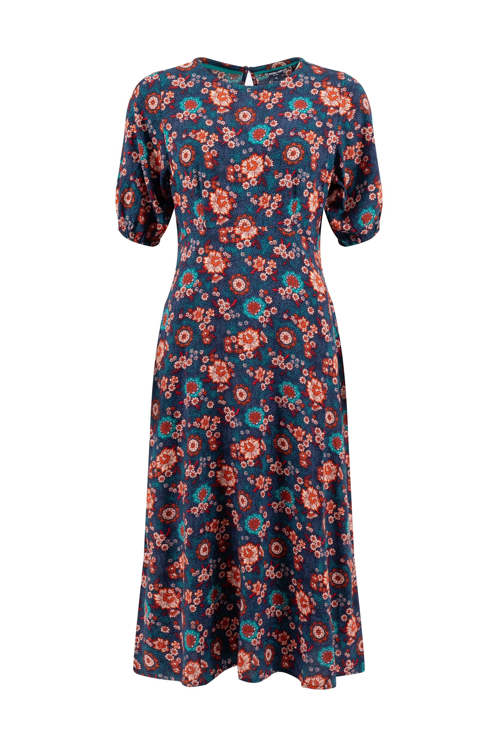 Everly Viscose Printed Viscose Dress Dark Blue | Weird Fish