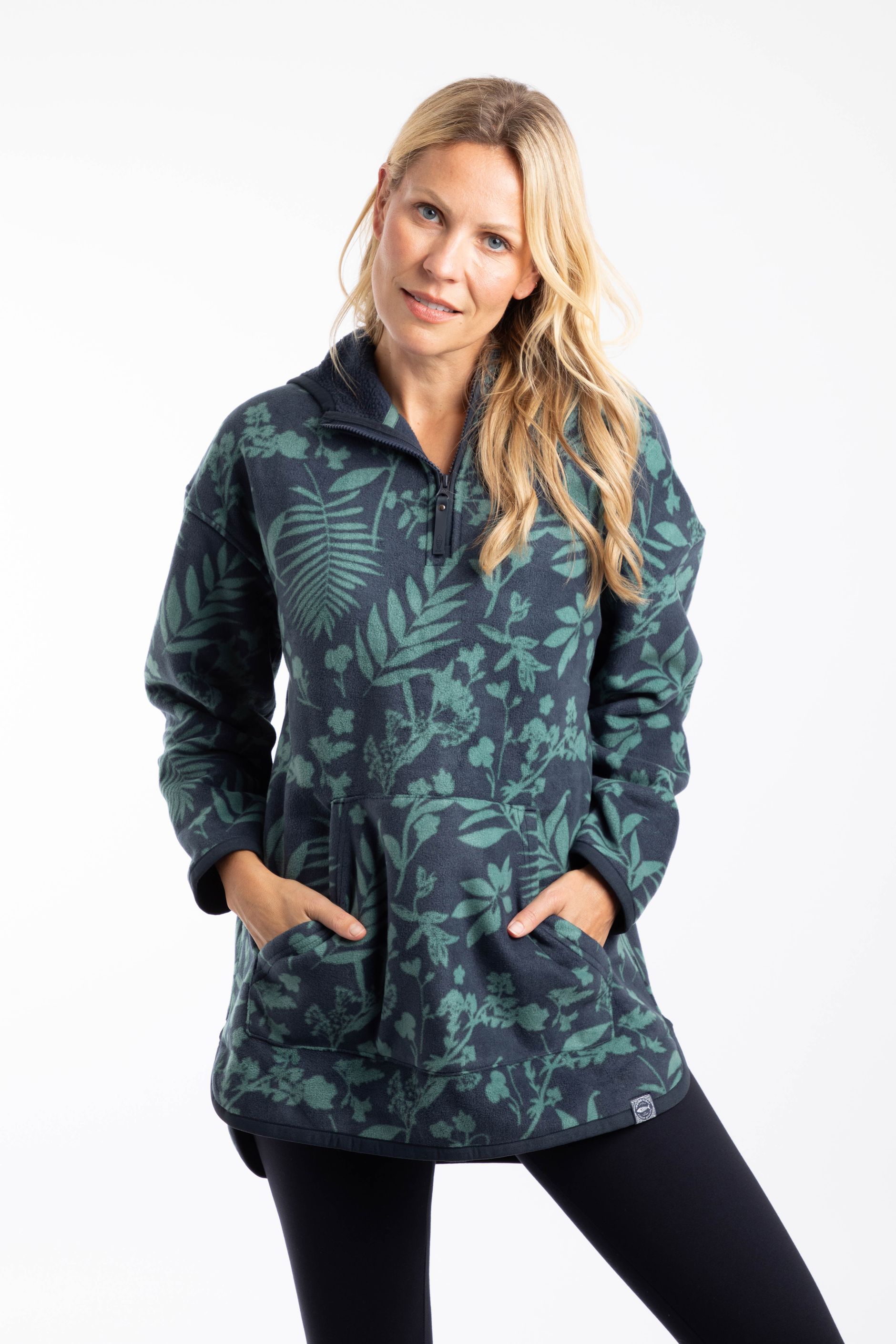 Ester Printed Polar Popover Hoody GreenIvy | Weird Fish