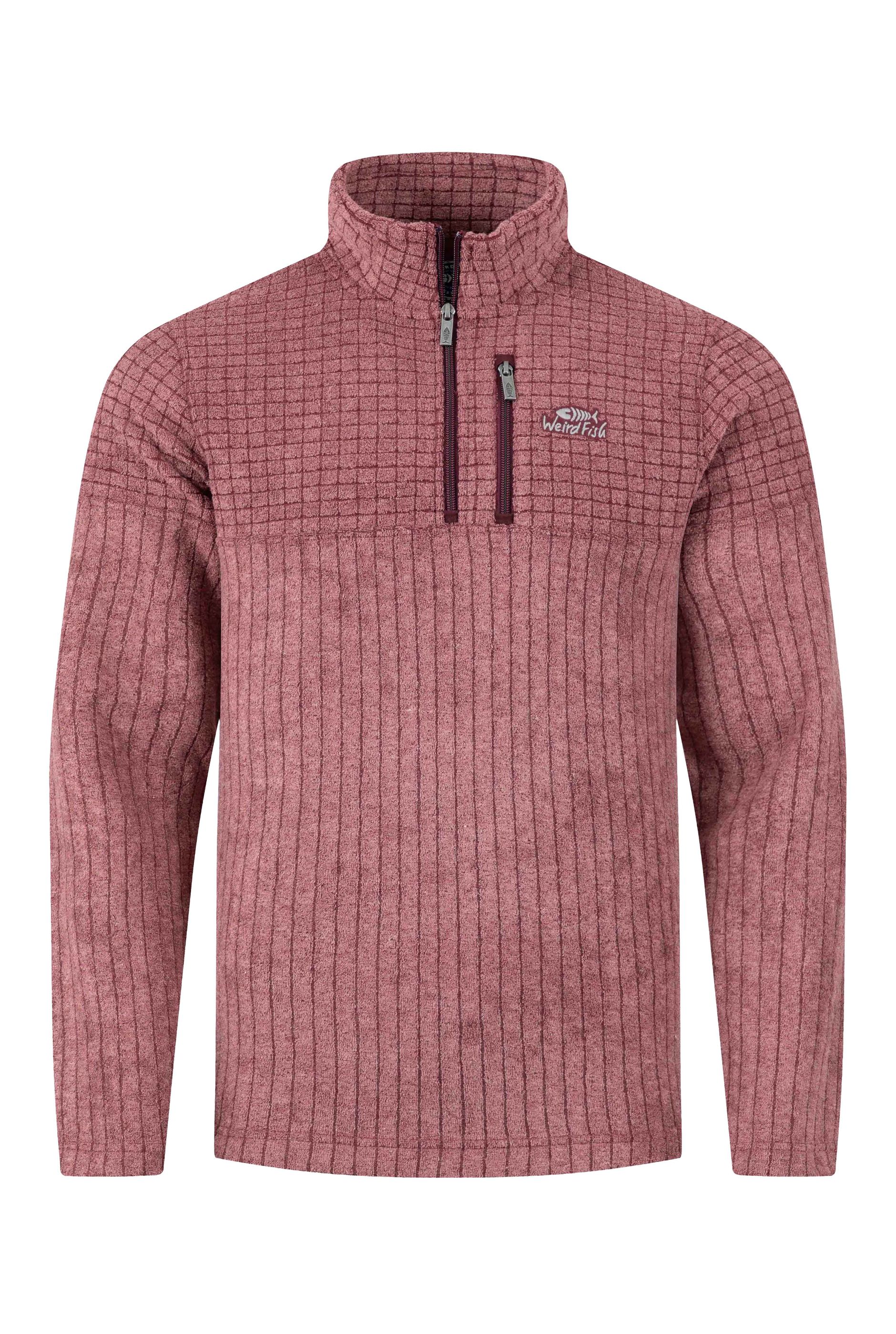 Longmont 1/4 Zip Stripe Grid Fleece Port | Weird Fish