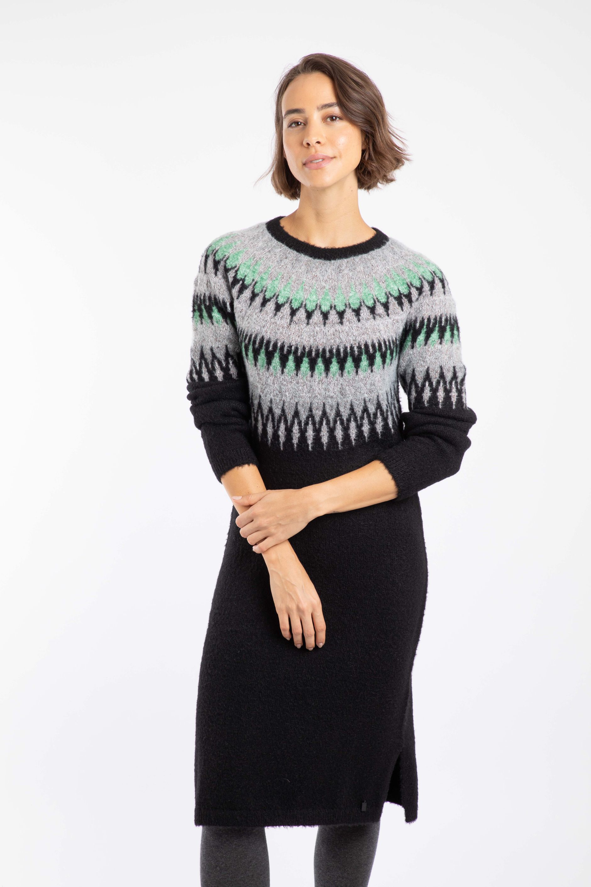 Amren Fair Isle Sparkle Knitted Dress Black | Weird Fish