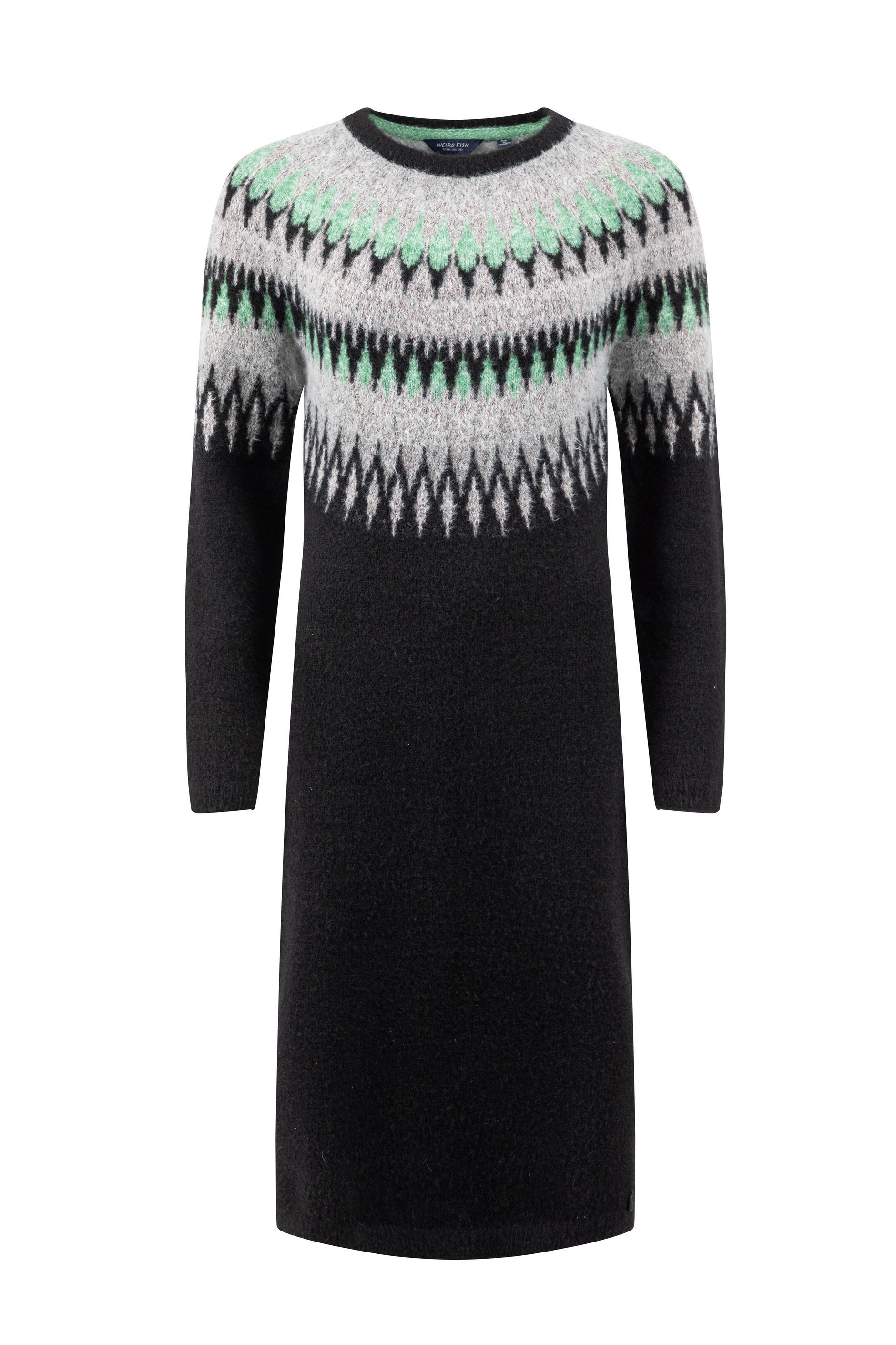 Amren Fair Isle Sparkle Knitted Dress Black | Weird Fish