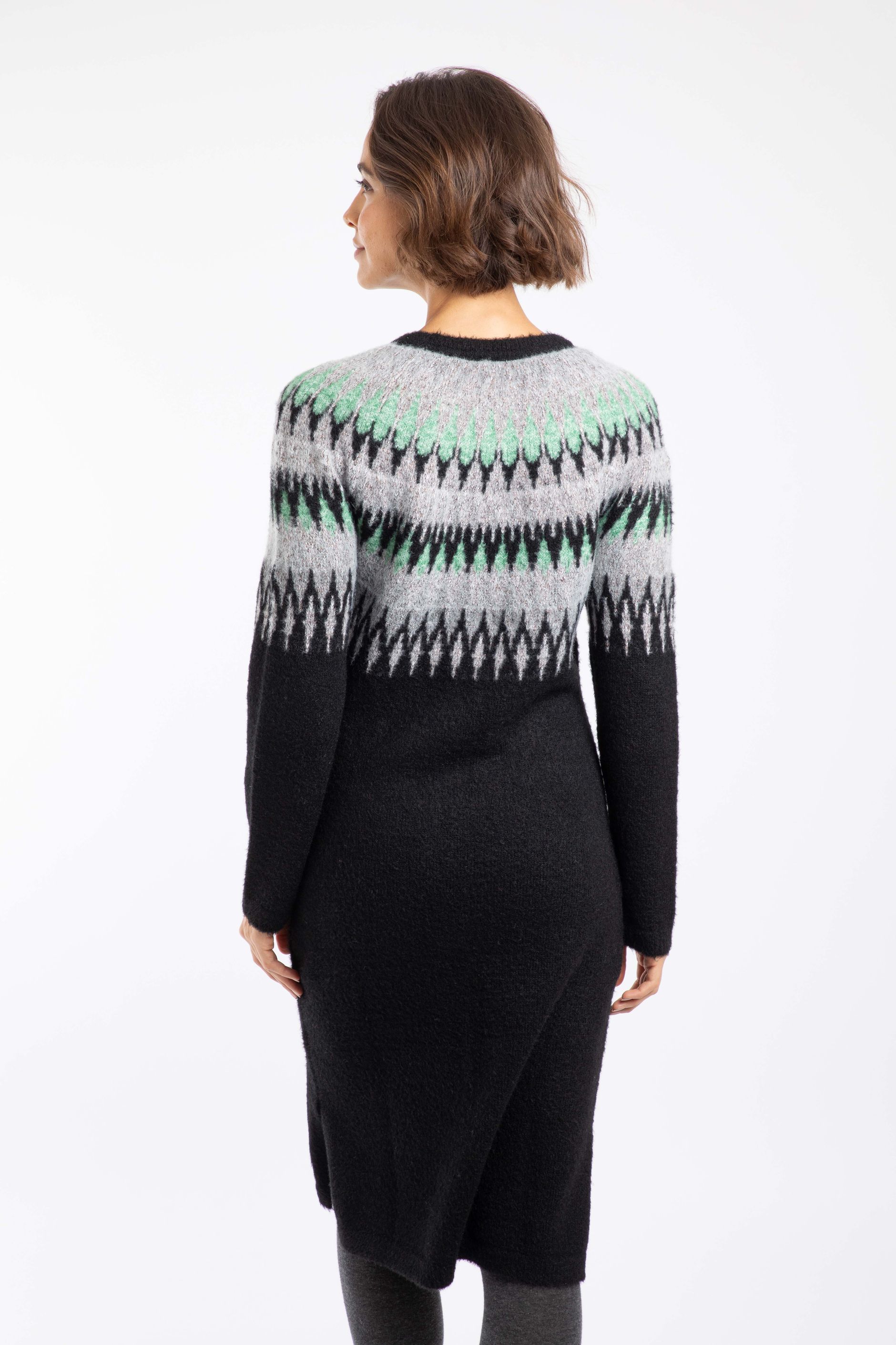 Amren Fair Isle Sparkle Knitted Dress Black | Weird Fish