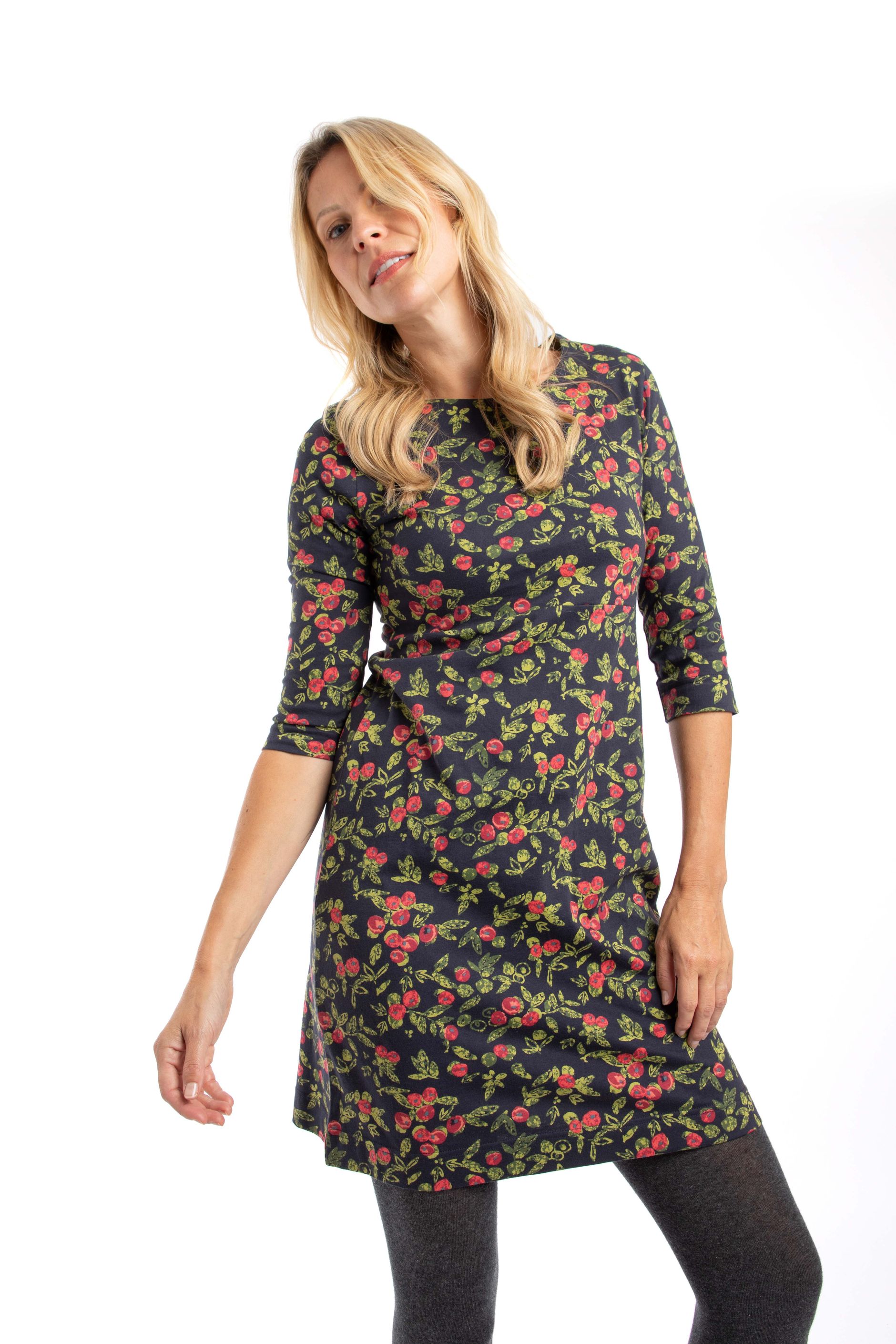 Shafika Organic Cotton Printed Jersey Dress Twilight | Weird Fish