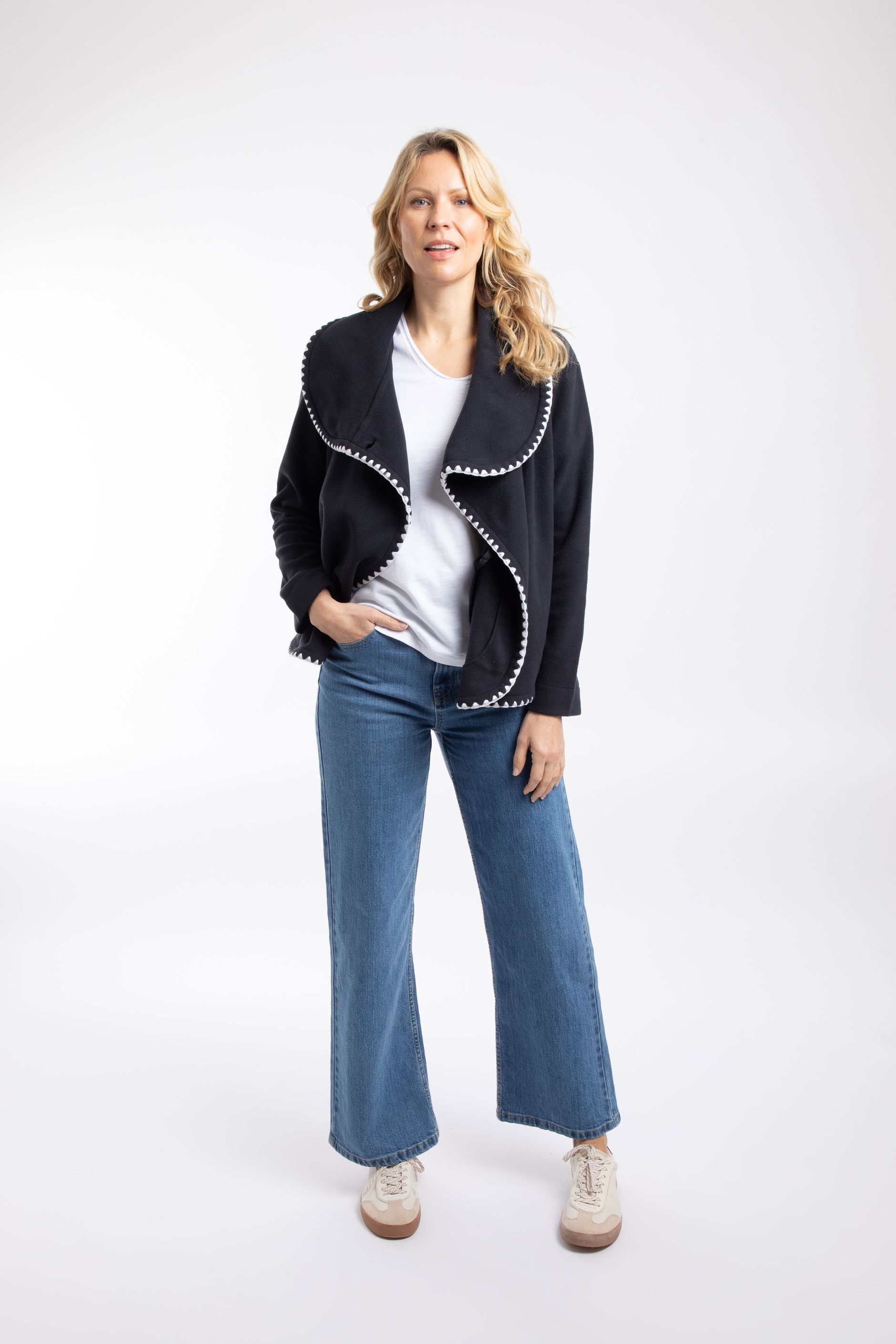 Tamara Asymmetric Fleece Cardigan Navy | Weird Fish