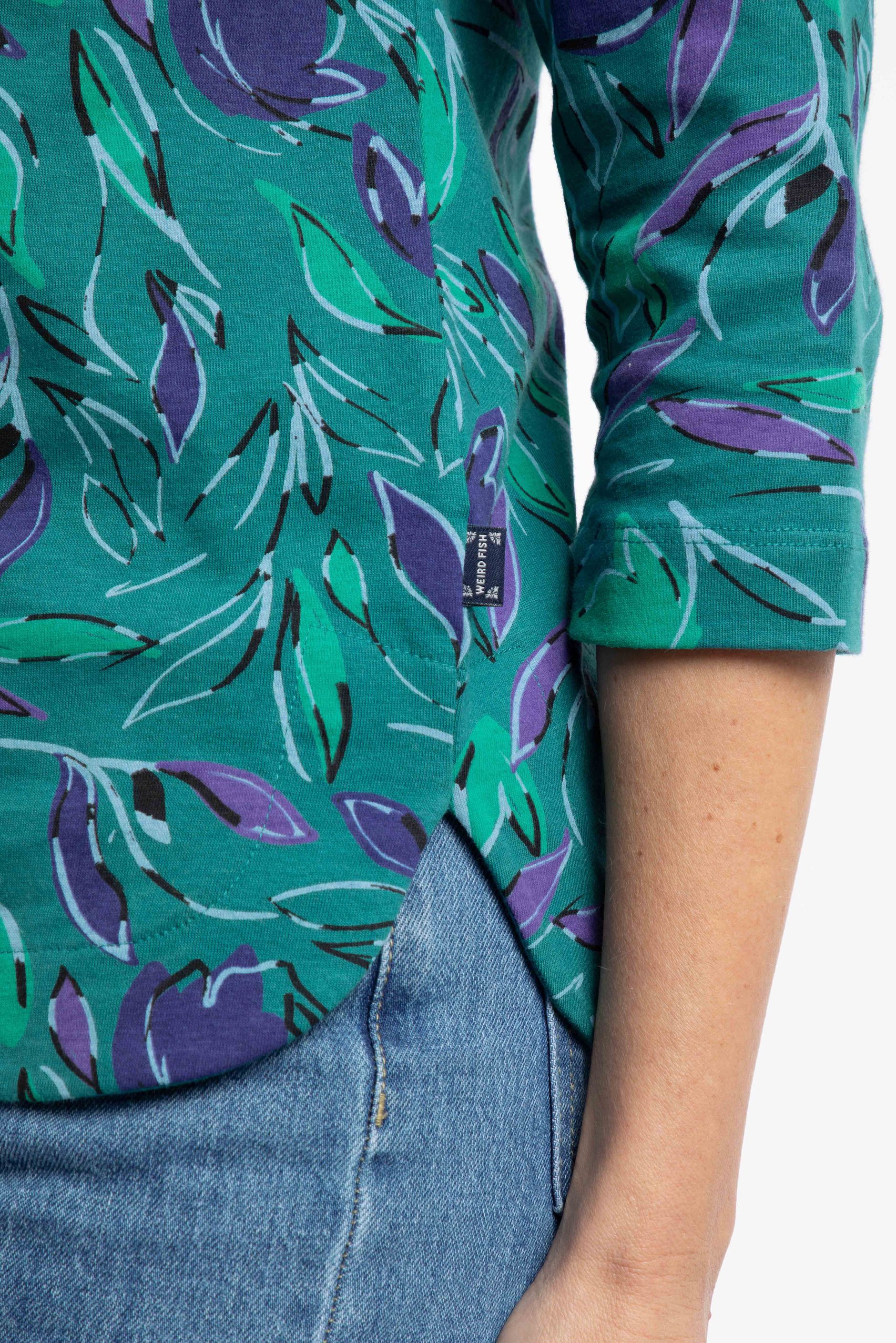 Rachel Printed Jersey Tee Leaf Green | Weird Fish