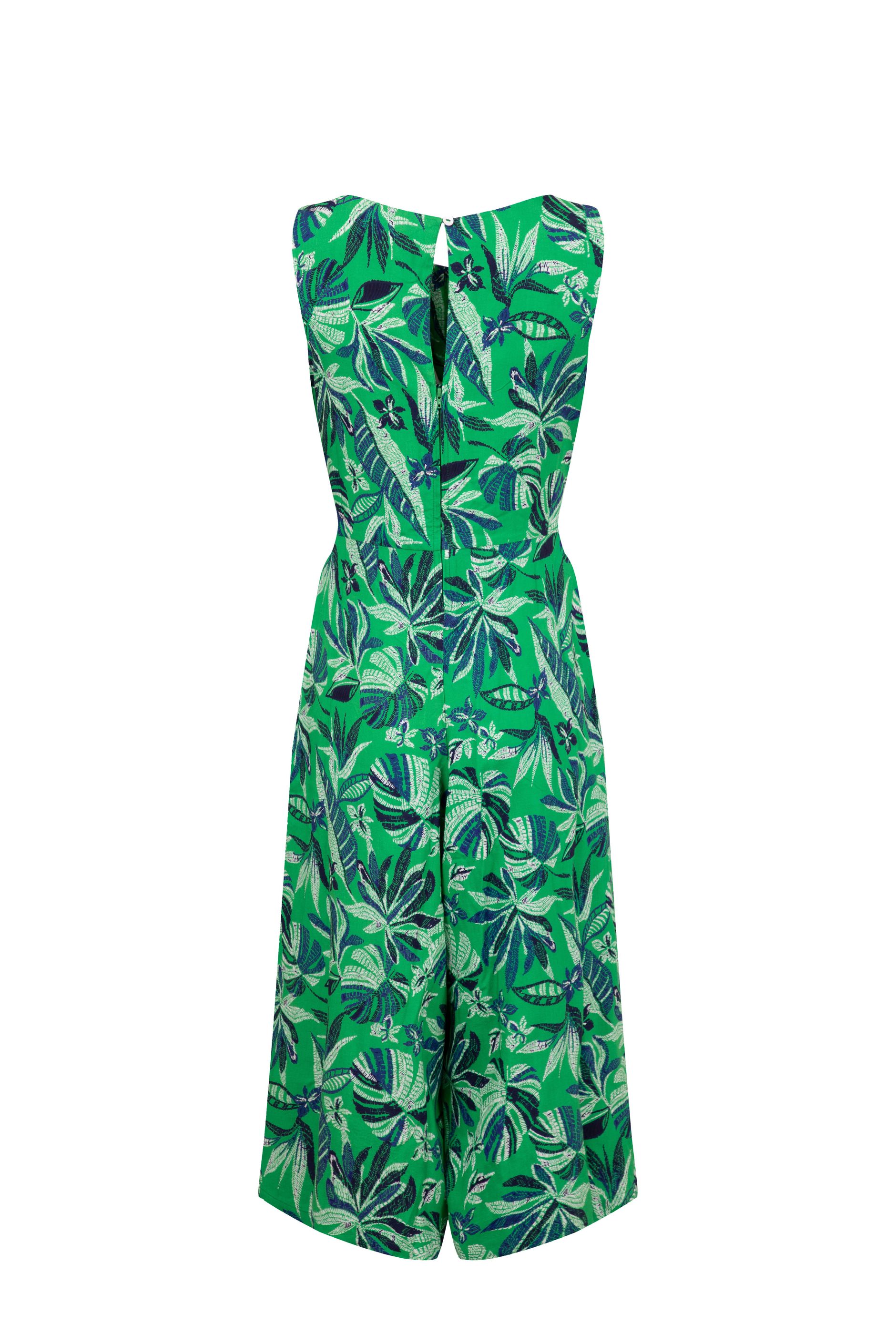 Nalani Printed Viscose Jumpsuit Cactus Green | Weird Fish