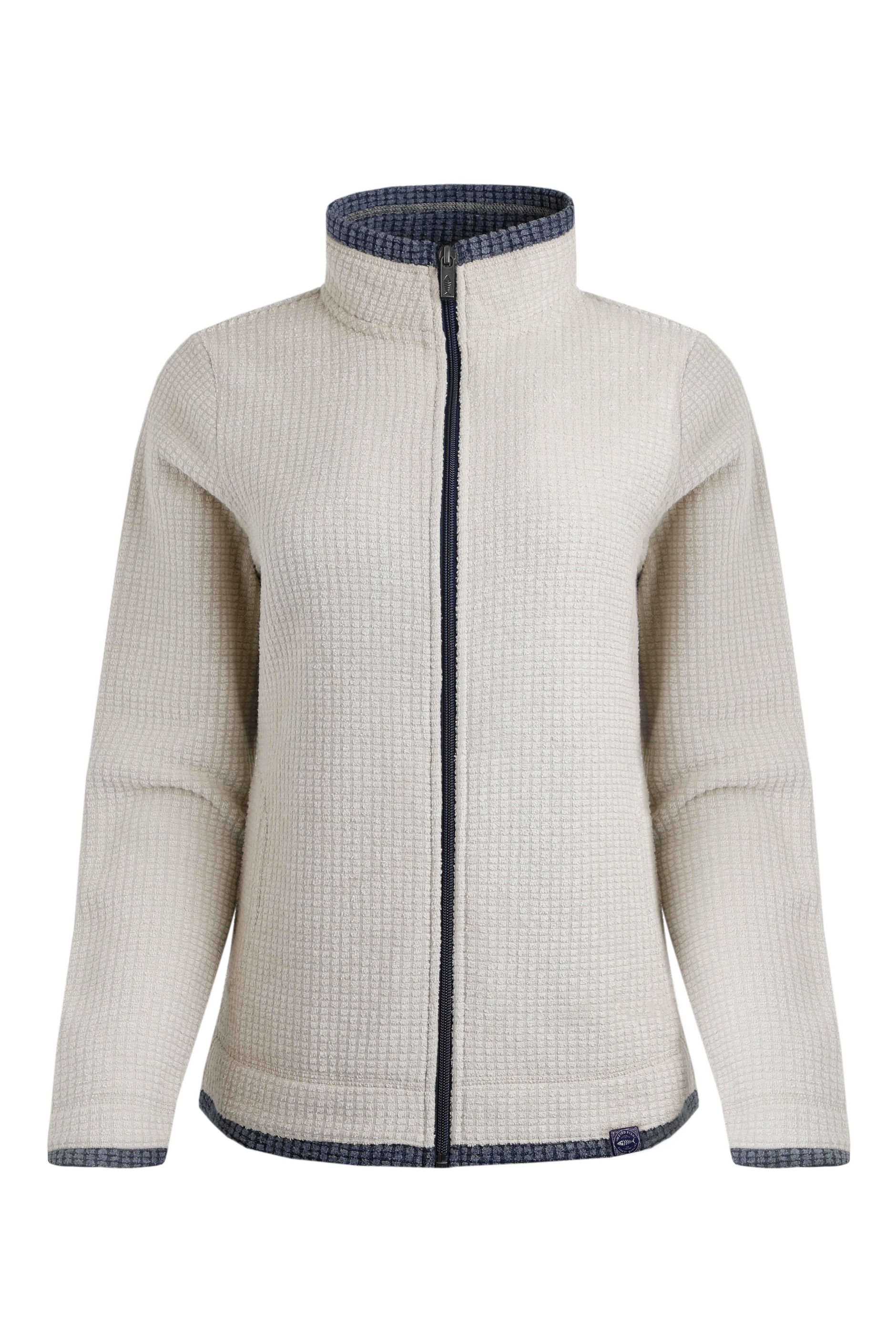 Ariana Full Zip Grid Fleece Ecru | Weird Fish