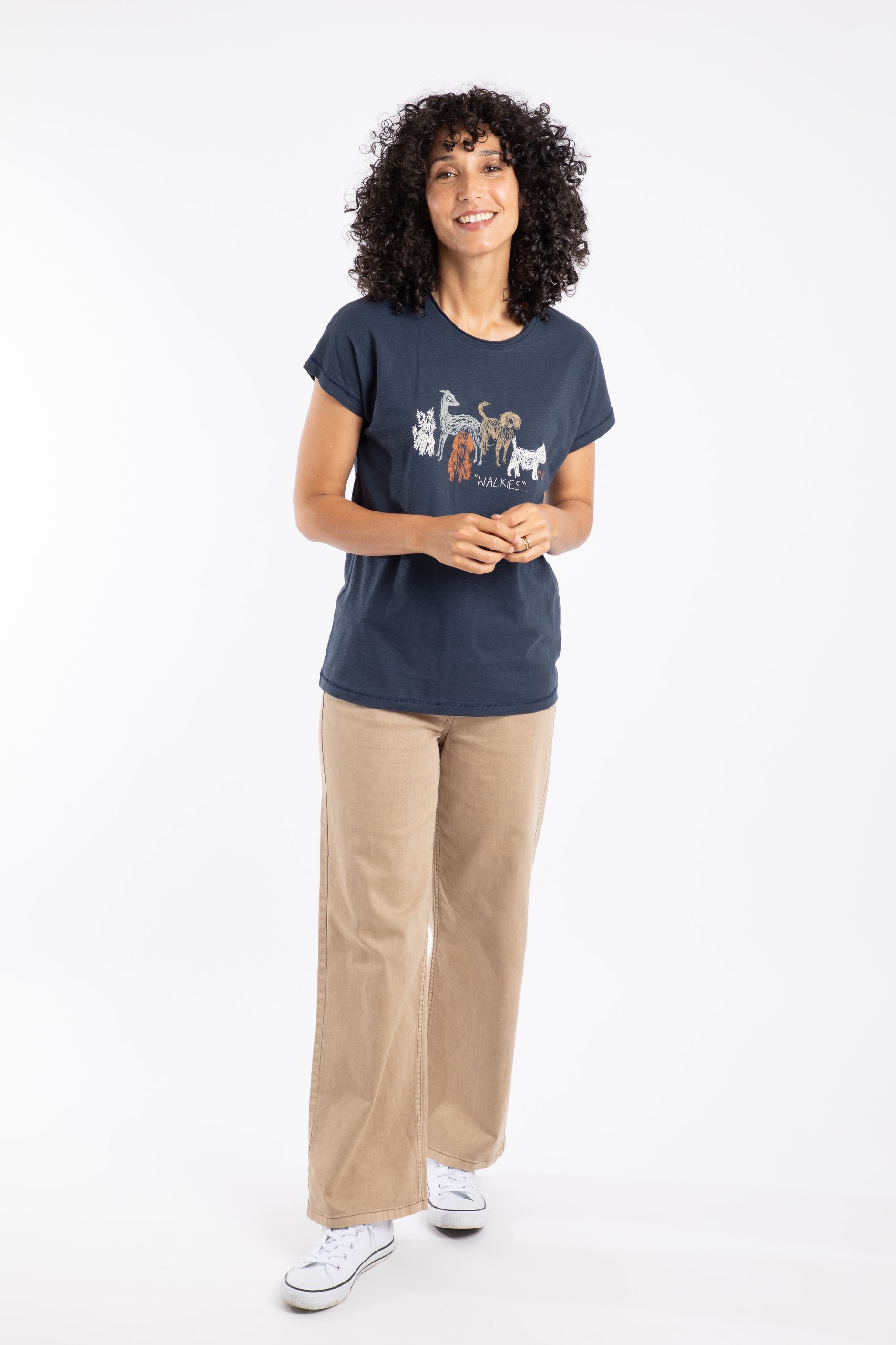 Walkies Front Print Graphic T-Shirt Navy | Weird Fish