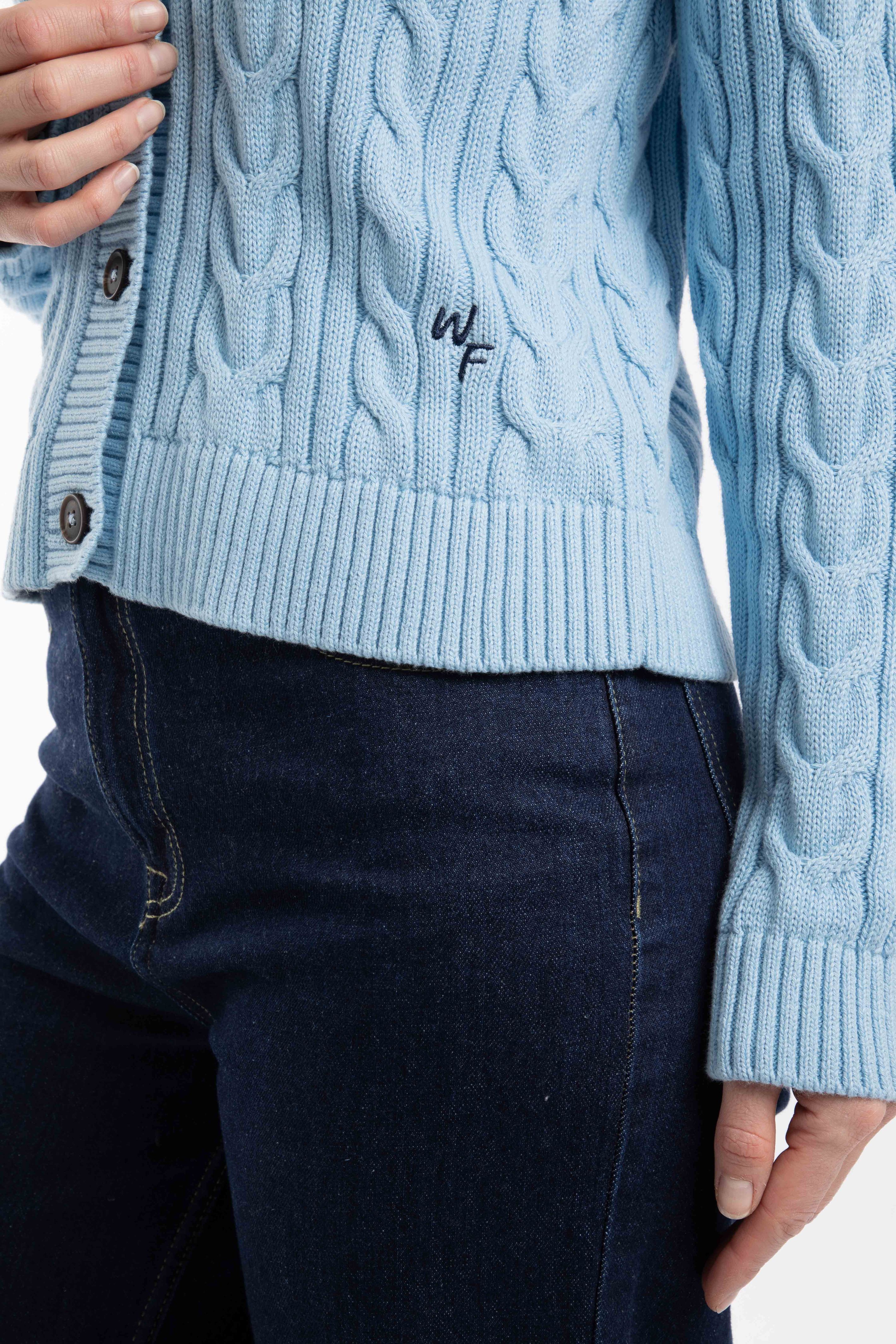 Constance Cable Knit Cardigan Skyway | Weird Fish