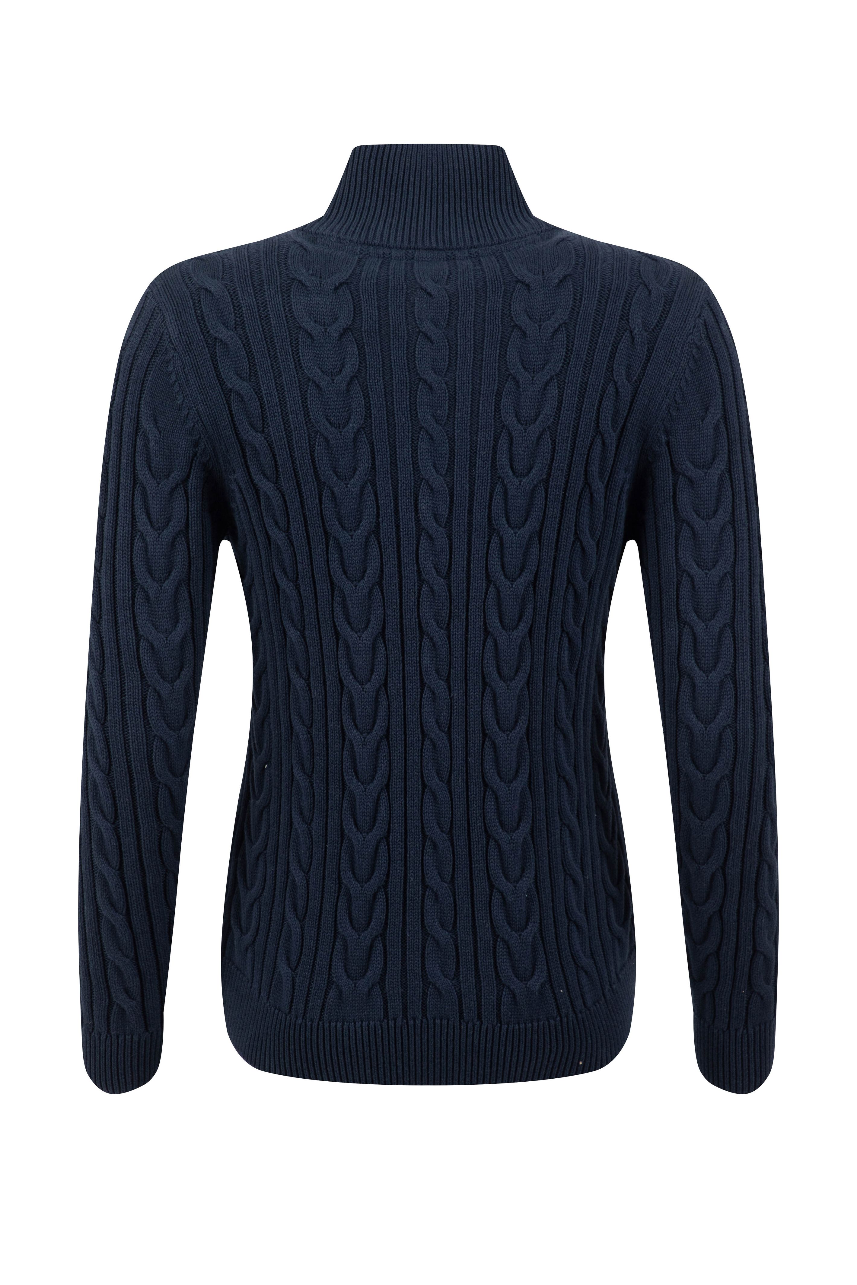 Lunenne Full Zip Cable Knit Navy | Weird Fish