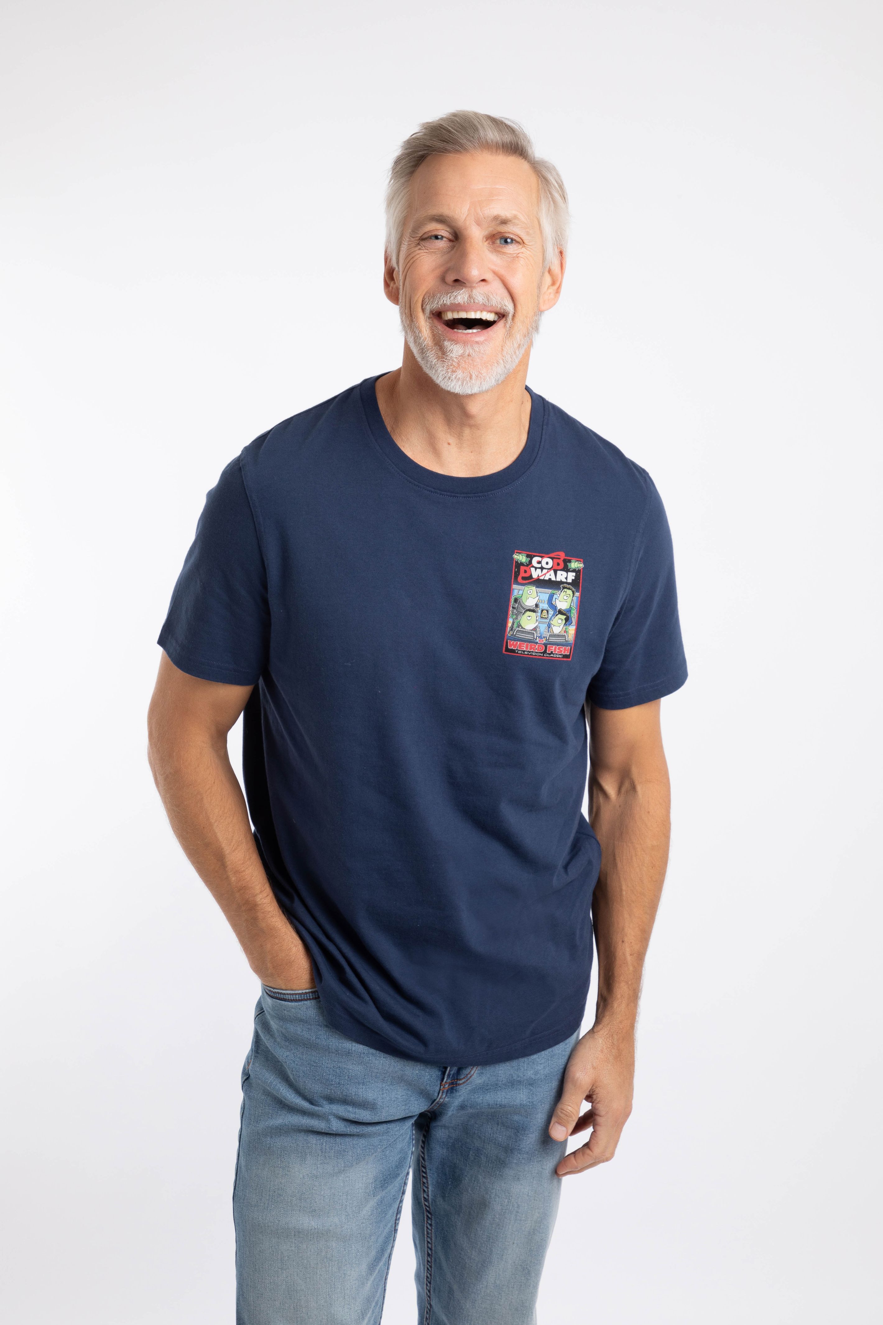 Cod Dwarf Back Print Artist T-Shirt Dark Blue | Weird Fish