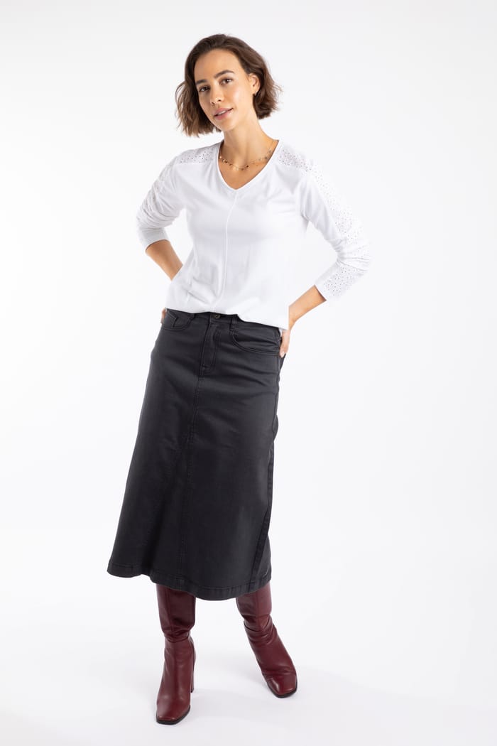 Topia Organic Cotton Broderie Sleeve Outfitter Top White | Weird Fish