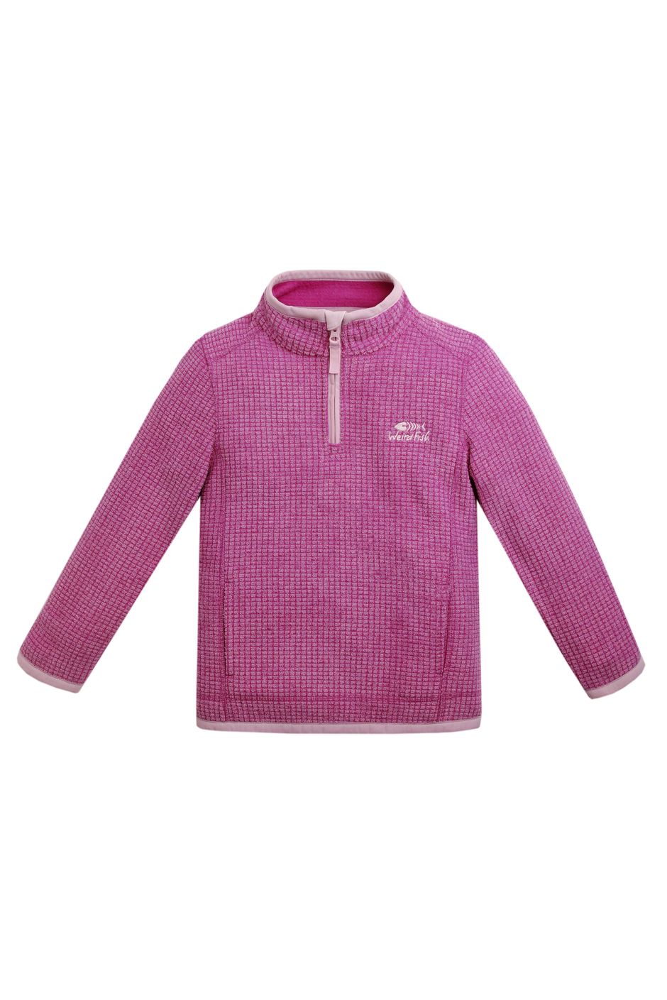 Archie Unisex Eco 1/4 Zip Grid Fleece Raspberry | Weird Fish