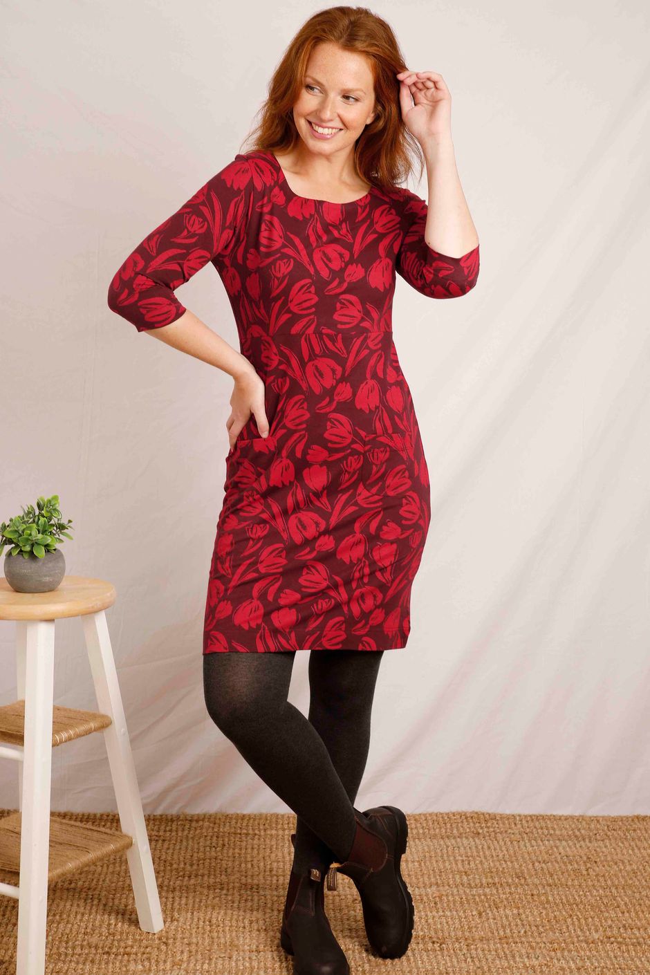 Starshine Organic Jersey Dress Dark Wine | Weird Fish