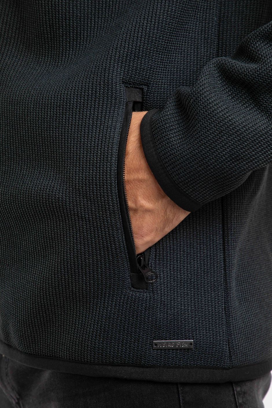 Lockie Full Zip Bonded Fleece Hoodie Washed Black | Weird Fish