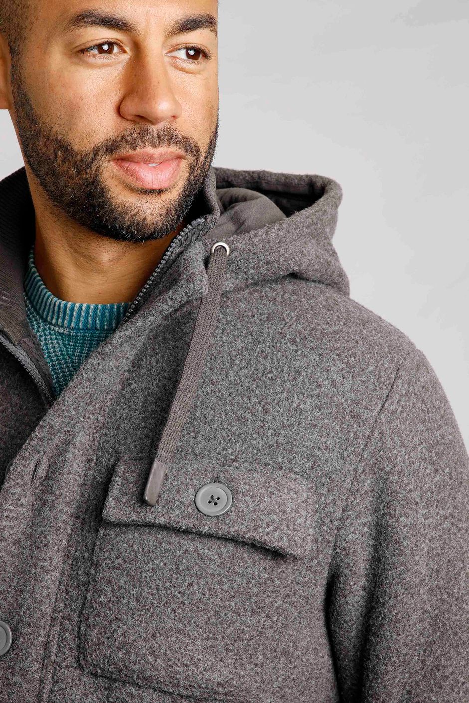 Fairfield Button Front Fleece Jacket Dark Grey | Weird Fish