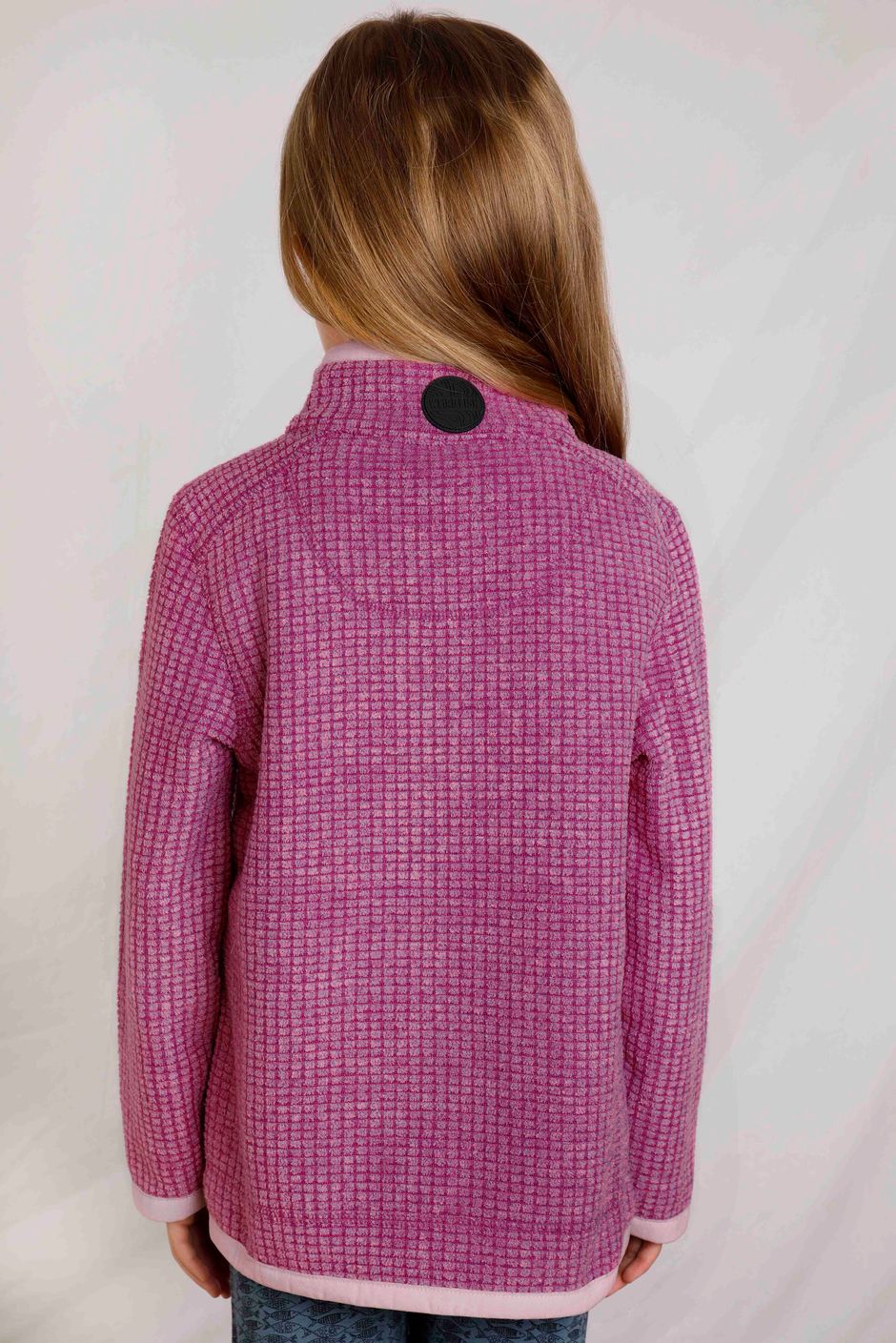 Archie Unisex Eco 1/4 Zip Grid Fleece Raspberry | Weird Fish