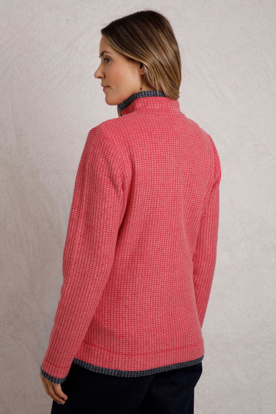 Beye 1/4 Zip Grid Fleece Barberry Red Marl | Weird Fish