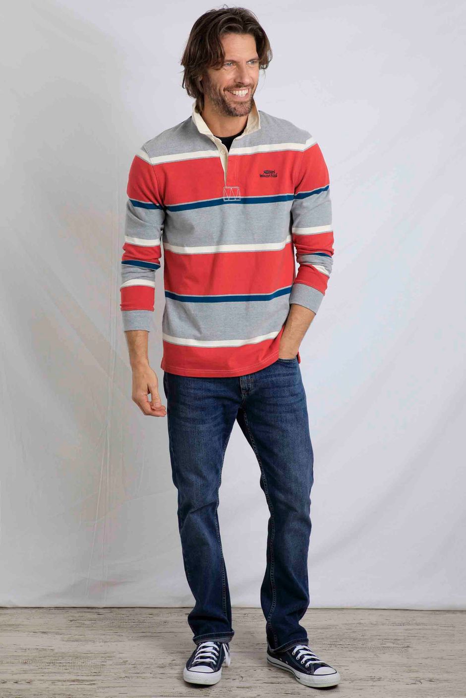 Laxton Organic Long Sleeve Stripe Rugby Baked Apple | Weird Fish