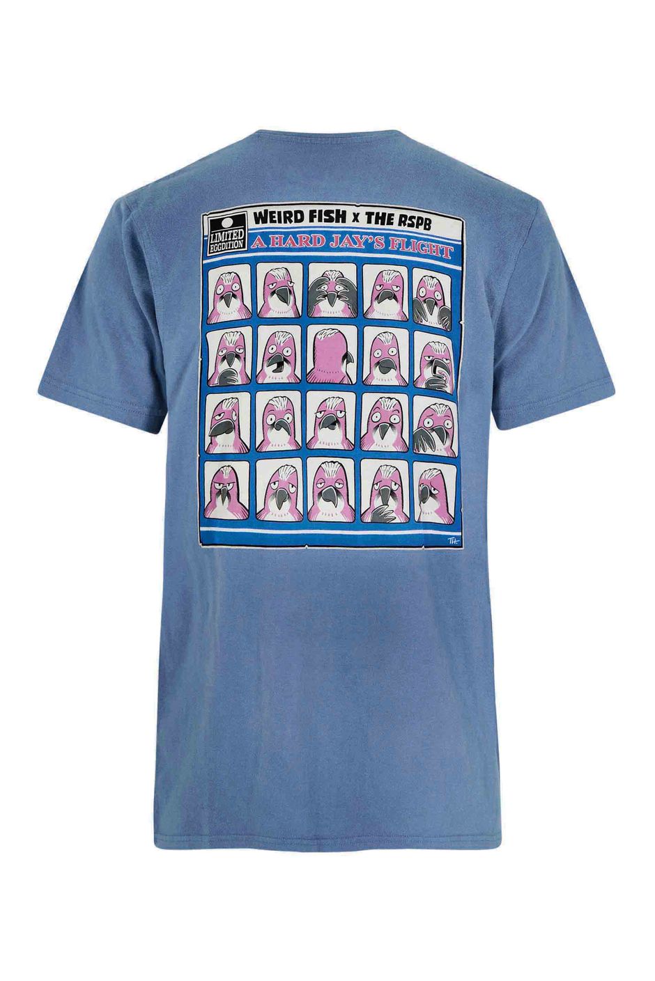 Jay's Flight RSPB Artist T-Shirt Collaboration Mid Blue | Weird Fish