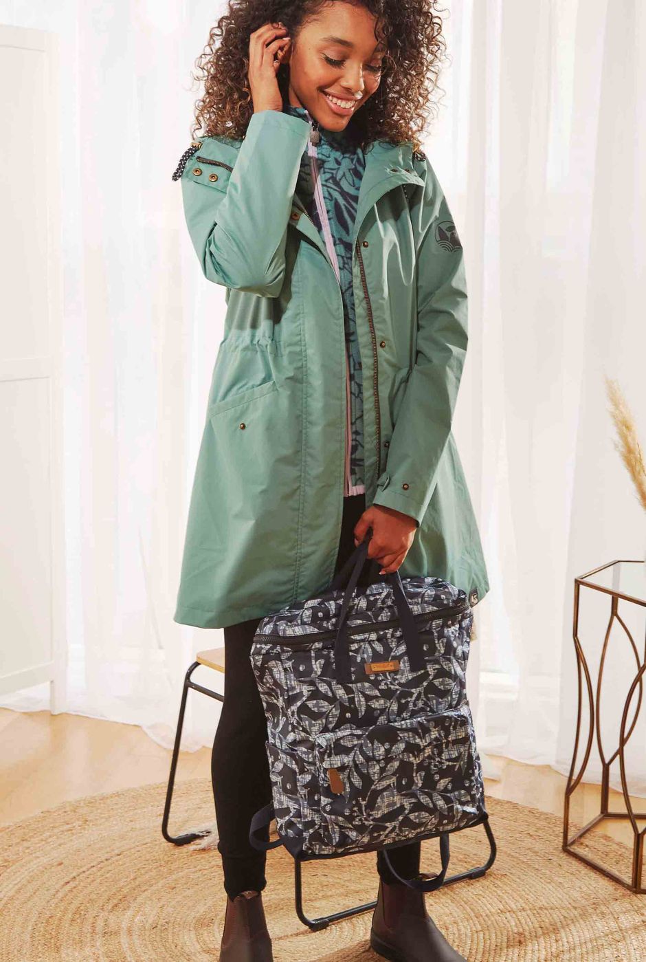 Nahla Printed Nylon Backpack Navy | Weird Fish