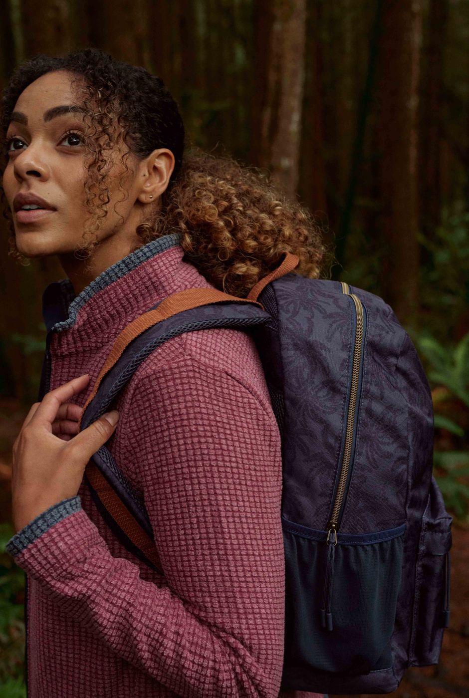 Daisy Printed Backpack Navy | Weird Fish