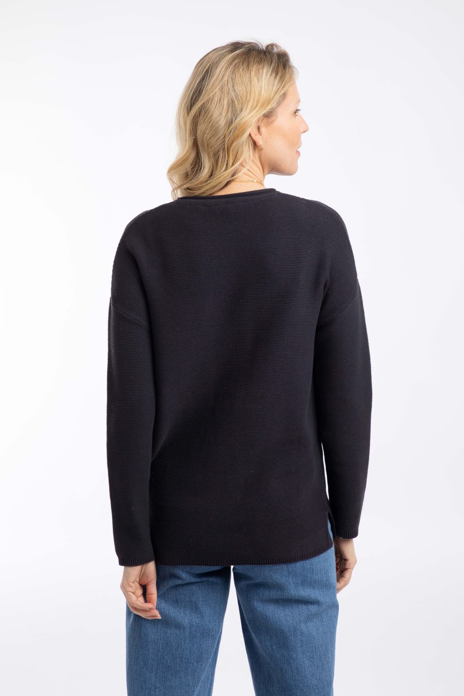 Dalla Knitted Crew Neck Jumper Dark Navy | Weird Fish