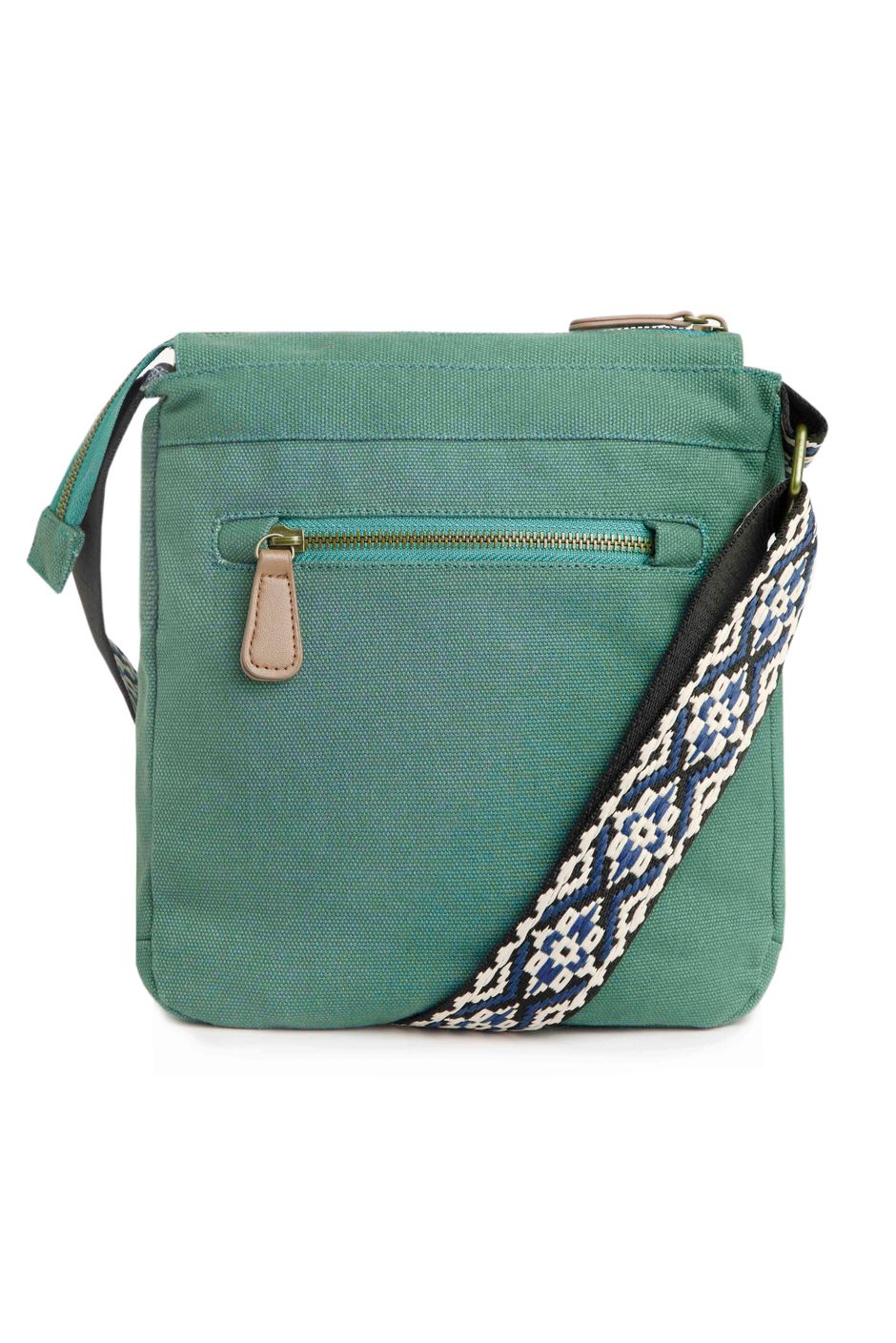 Ataca Plain Canvas Cross Body Bag Dark Jade | Weird Fish