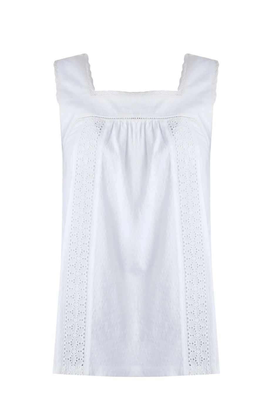 Chelle Square Neck Jersey Vest White | Weird Fish