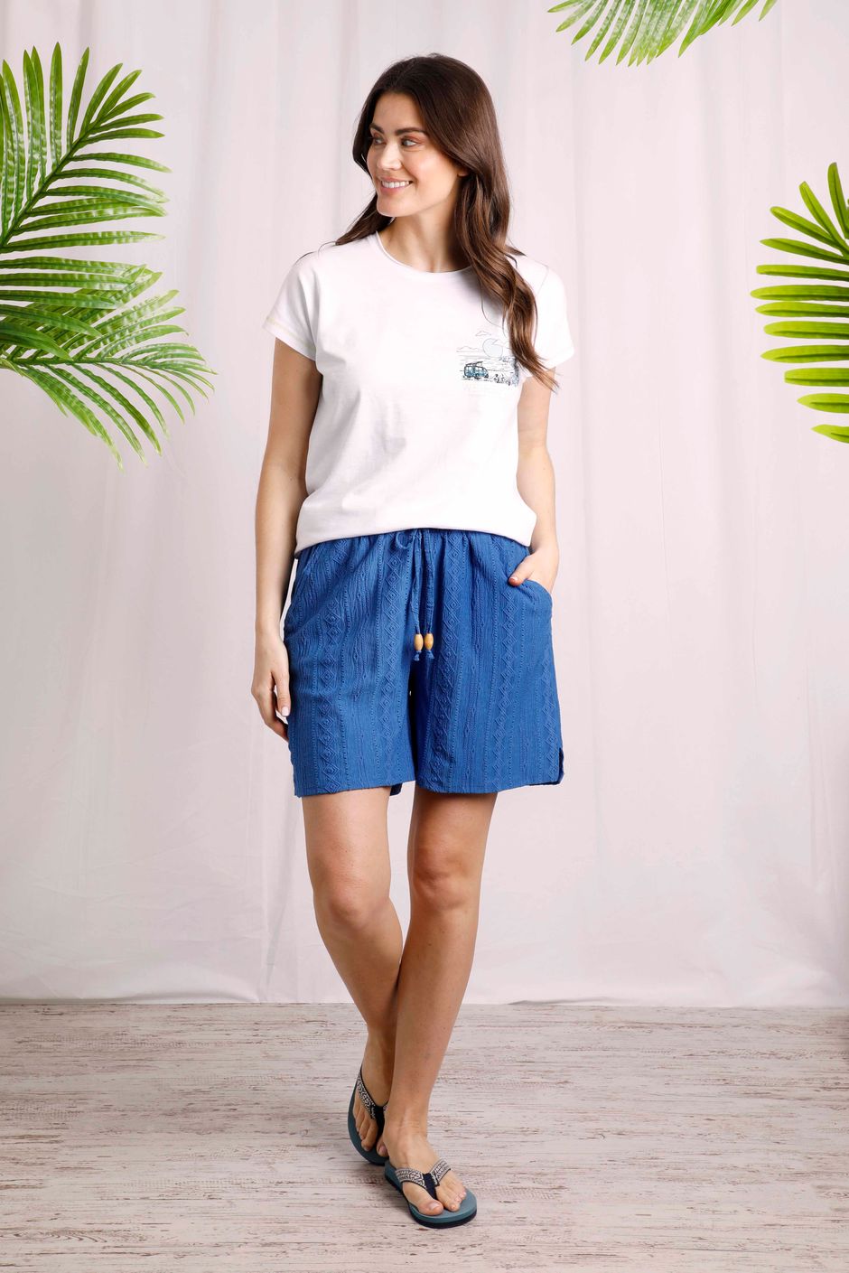 Mima Broderie Stretch Travel Shorts Cobalt Blue | Weird Fish
