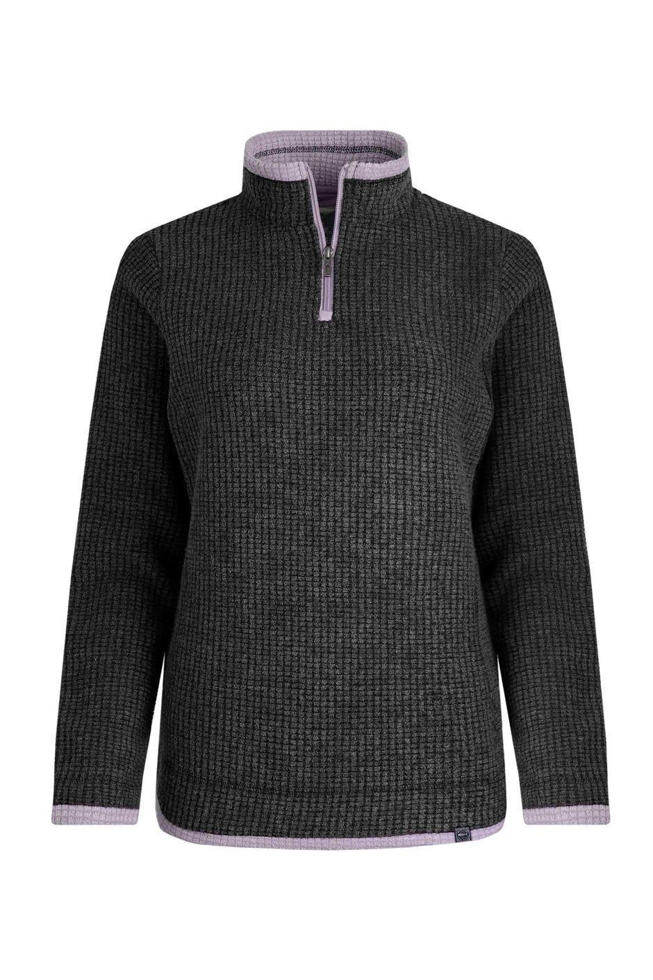 Beye 1/4 Zip Grid Fleece Washed Black | Weird Fish