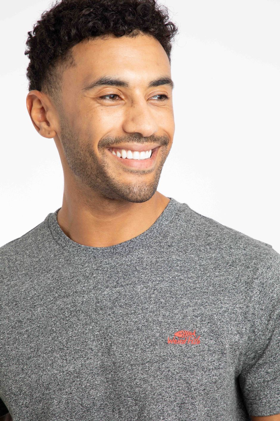 Fished Organic Cotton Branded T-Shirt Ebony Marl | Weird Fish
