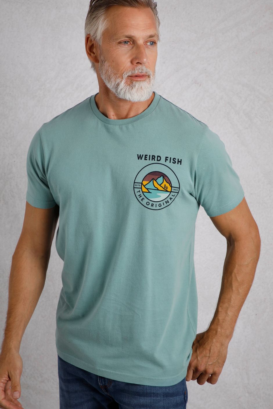 Andes Back Print Graphic T-Shirt Mineral Blue | Weird Fish