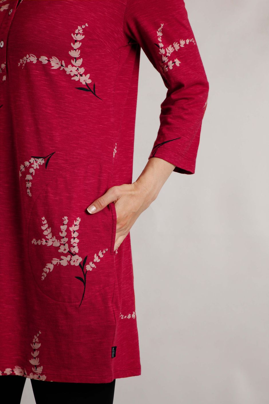 Ava Printed Slub Tunic Red | Weird Fish