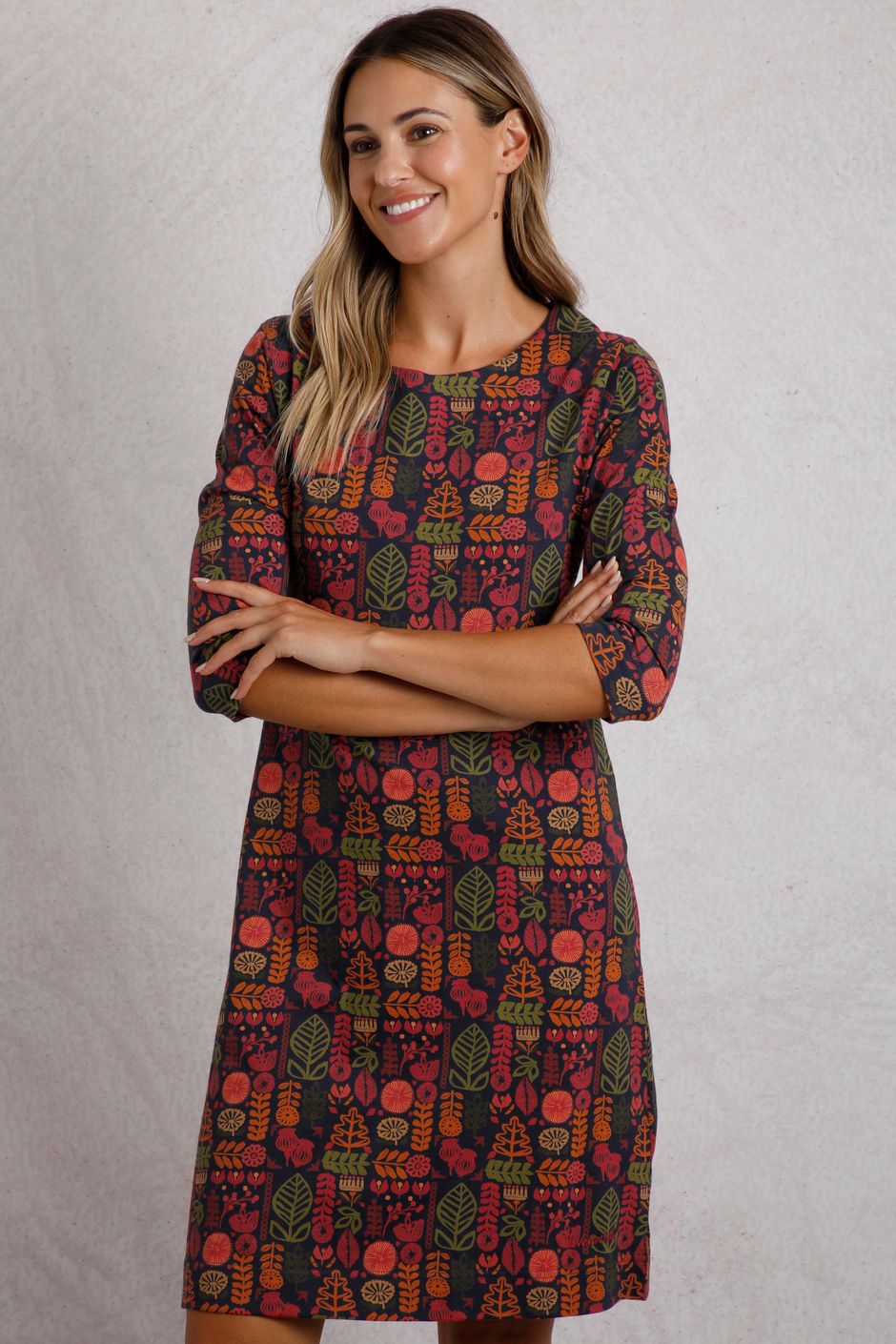 Shafika Printed Jersey Dress Navy | Weird Fish
