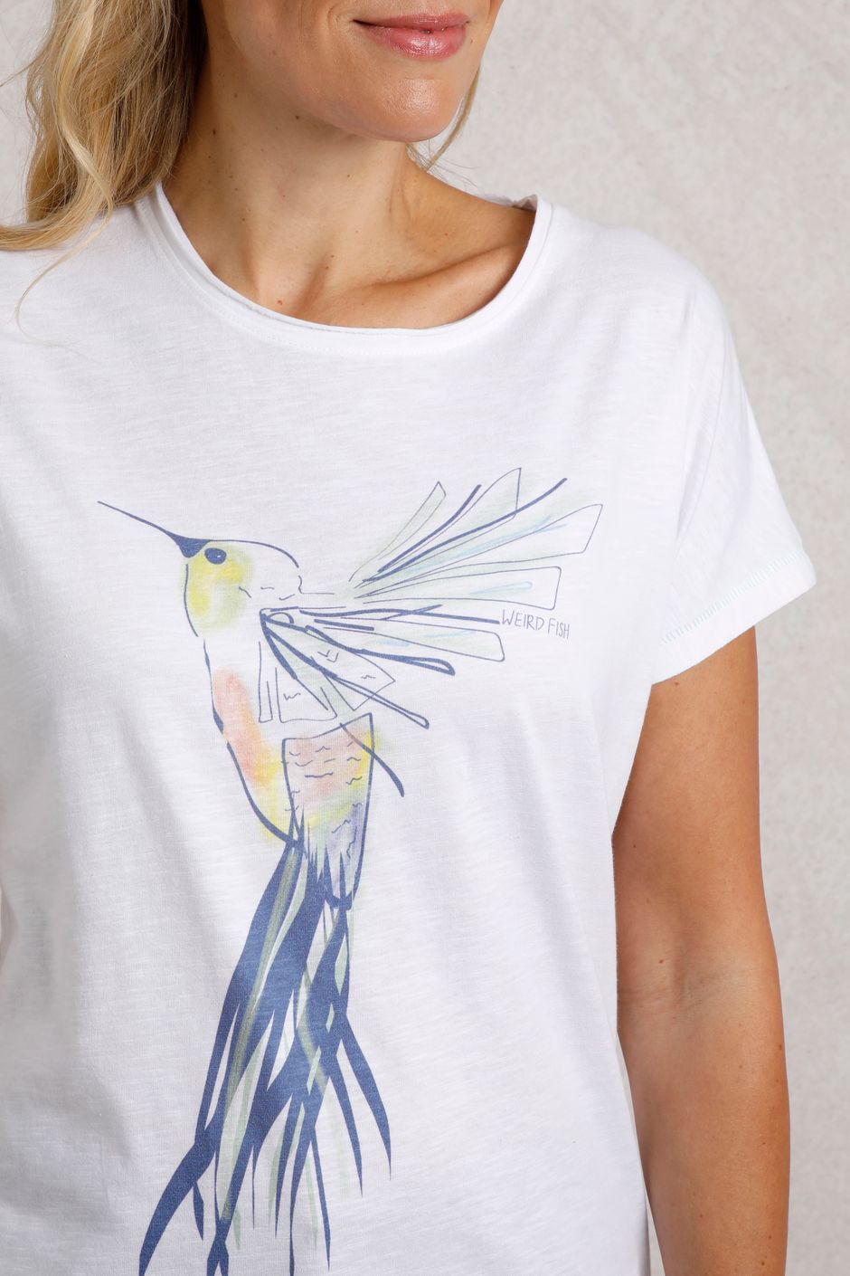 Hummingbird Organic Cotton Front Print T-Shirt White | Weird Fish