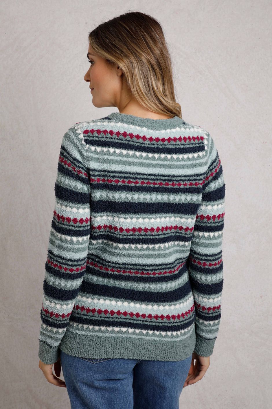 Tyla Cosy Patterned Knit Jumper Frosty Spruce | Weird Fish