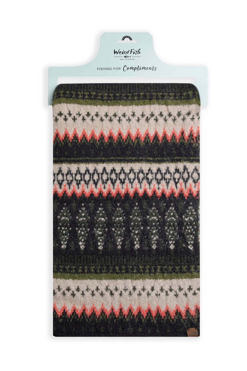 Heathfield Fair Isle Scarf Olive Green | Weird Fish