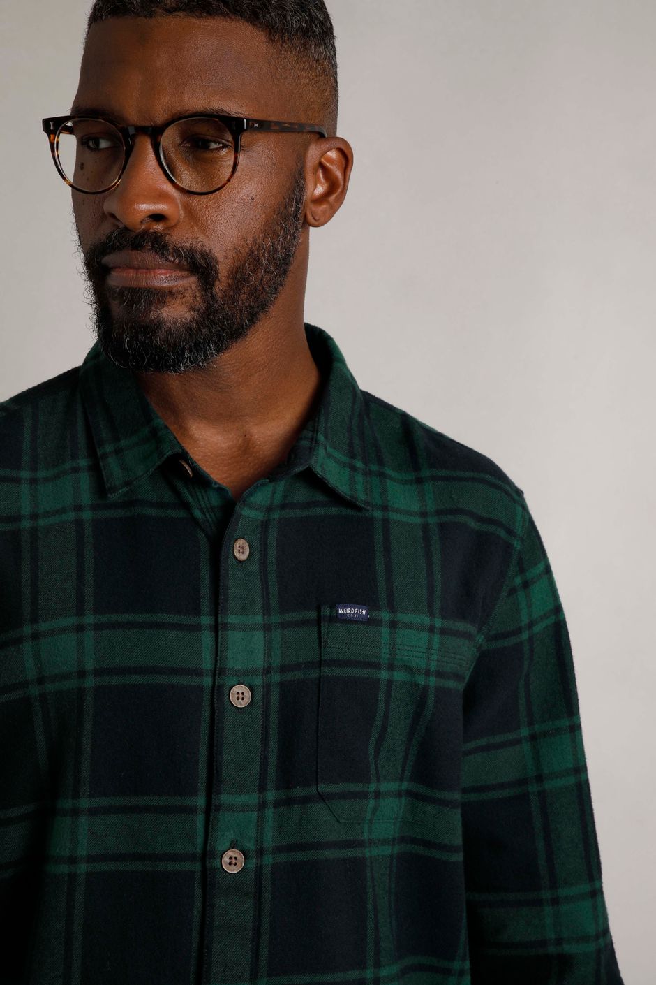 Chester Organic Cotton Flannel Check Shirt Navy | Weird Fish